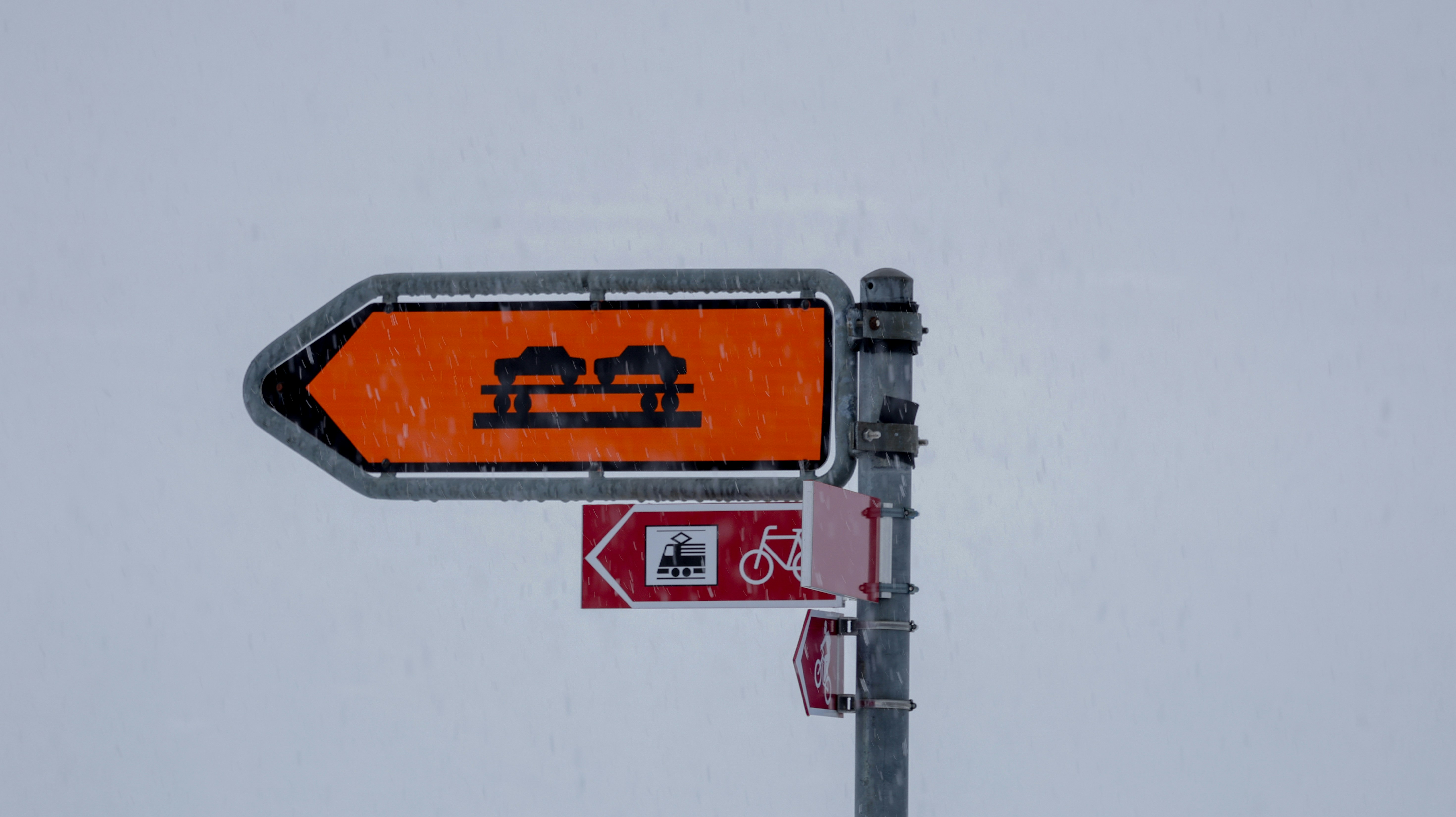 Snowbound Trail Marker with Monochrome Signpost