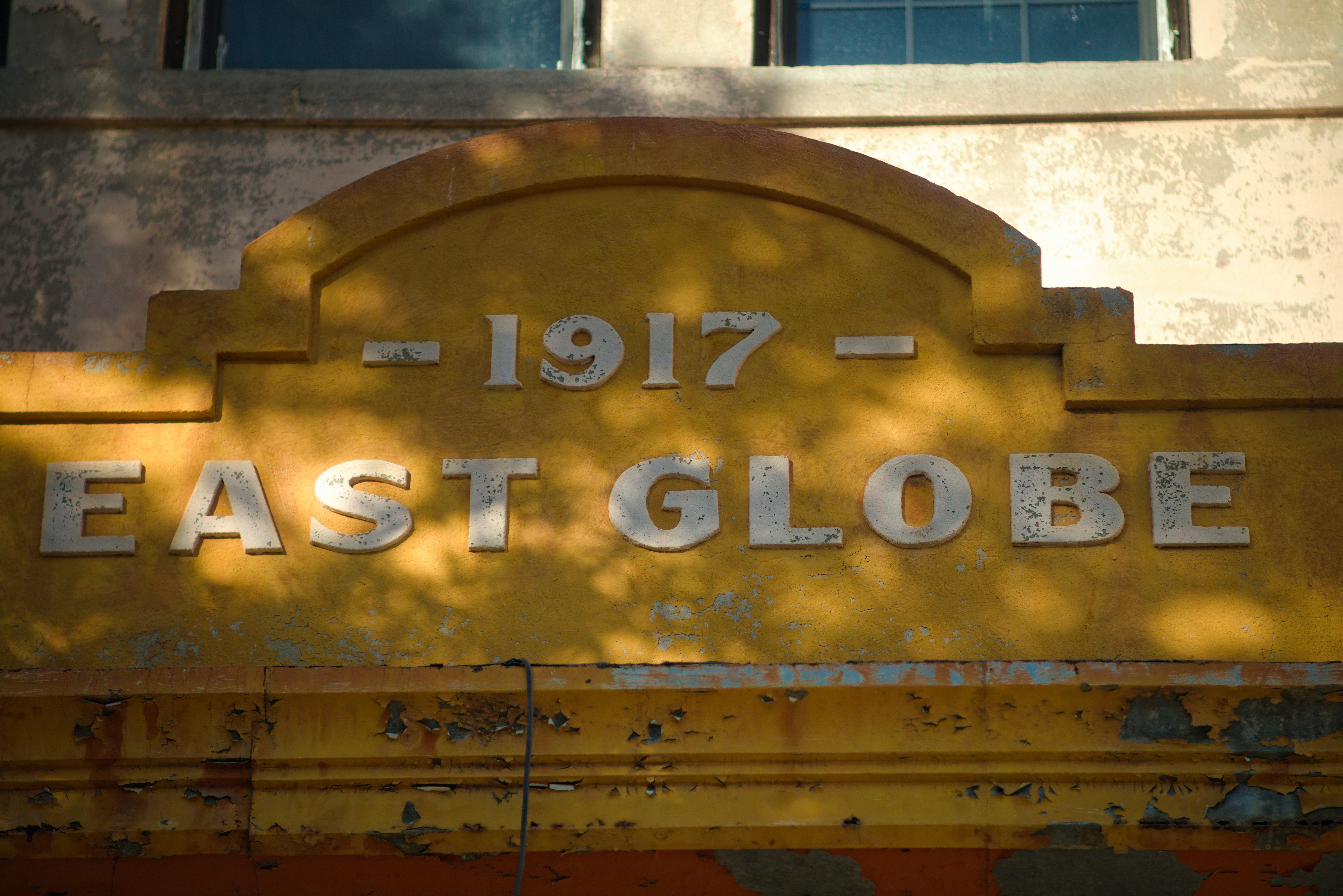 Weathered Sign of 1917: East Globe Terrace