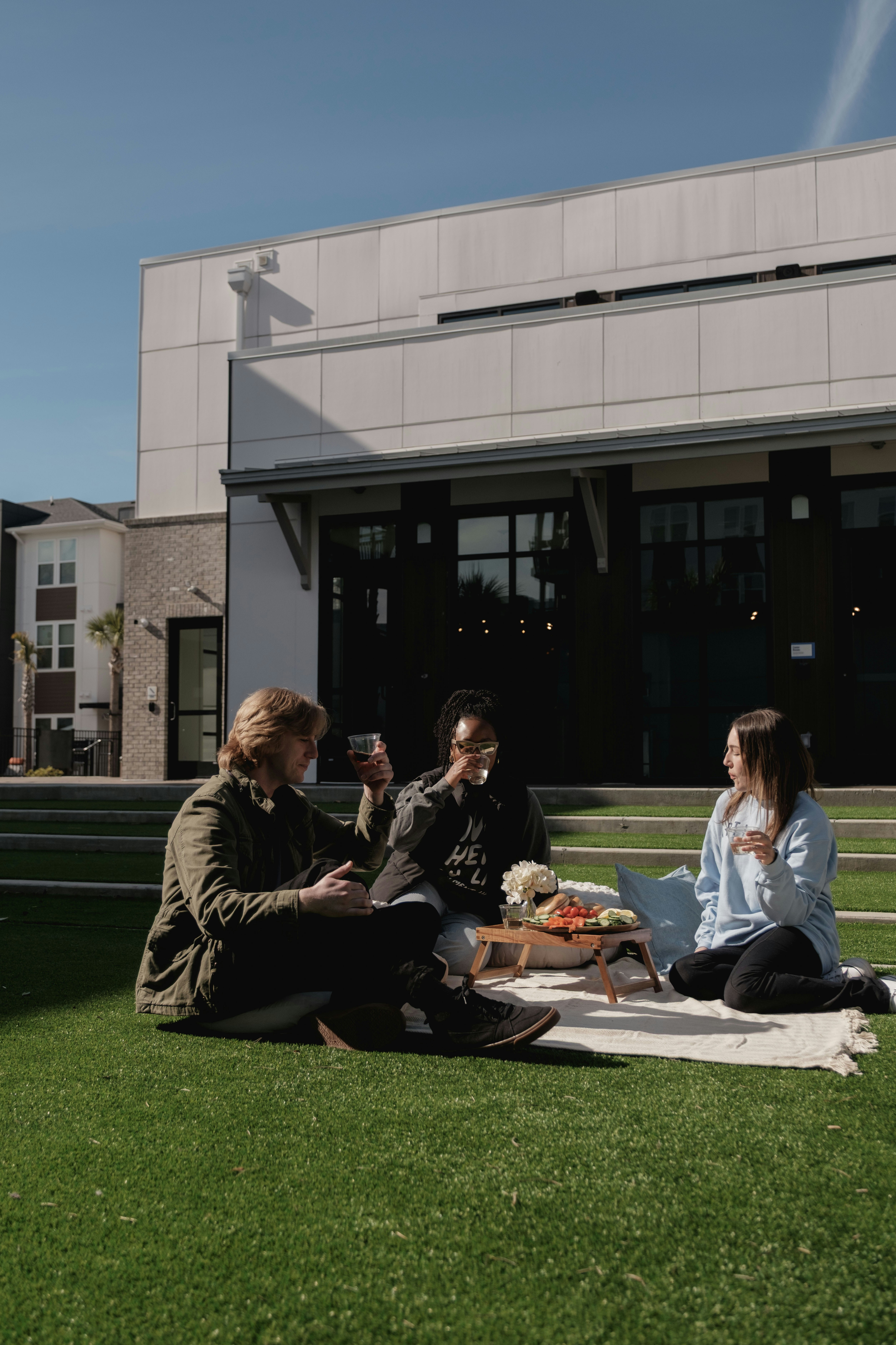 Picnic on the Quiet Campus Lawn
