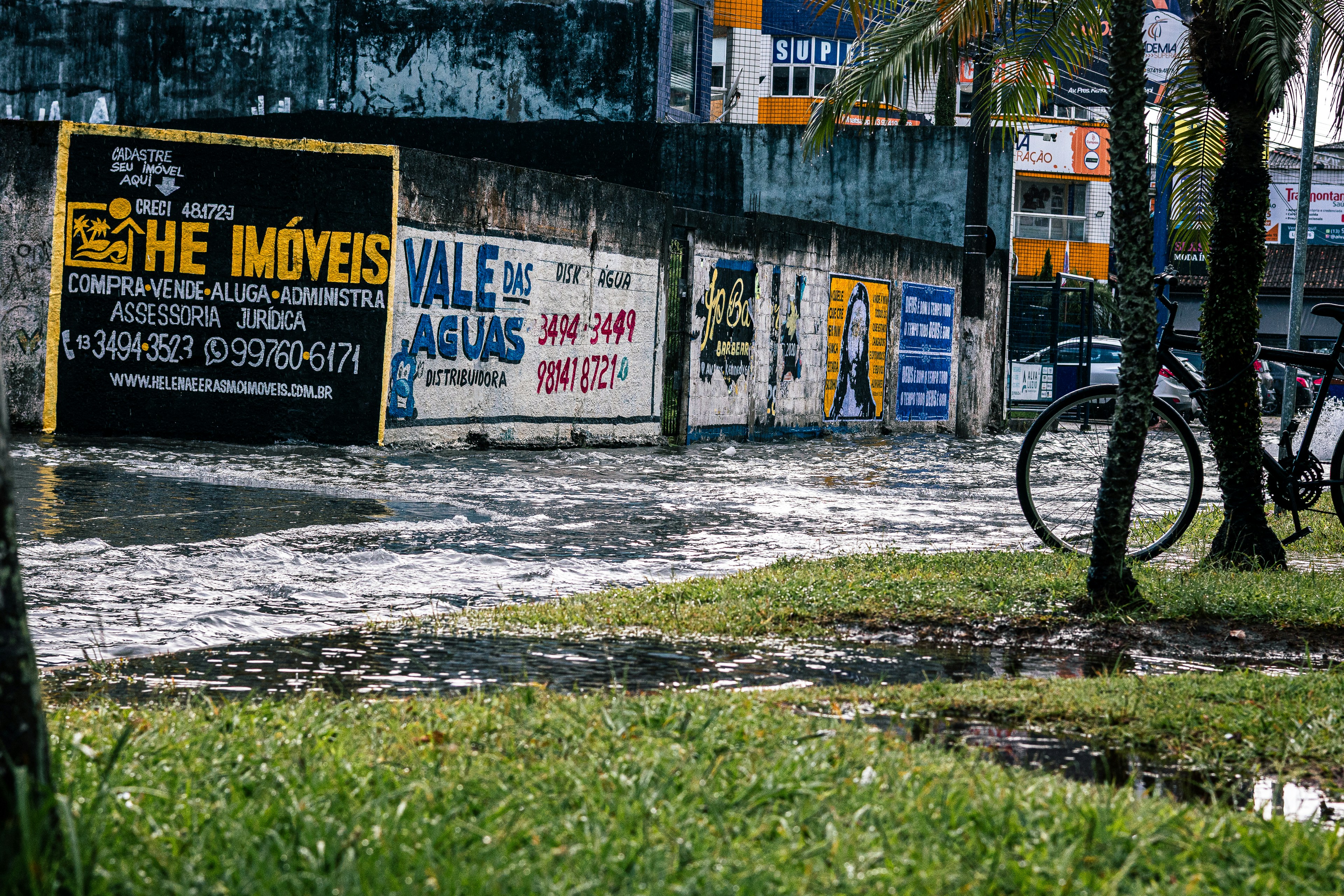 Graffiti Wall by the Flooded Street