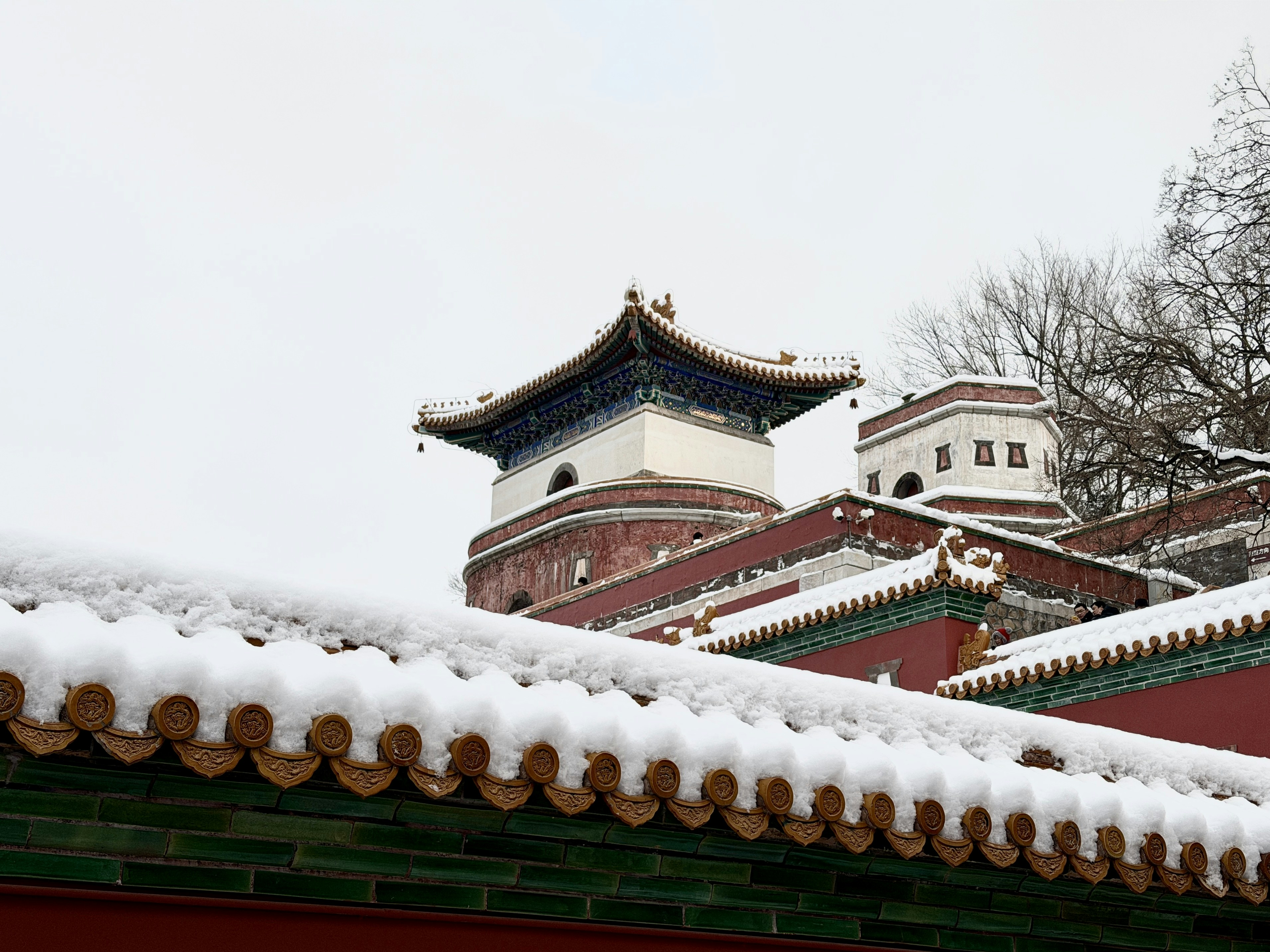 Traditional chinese architecture covered in snow