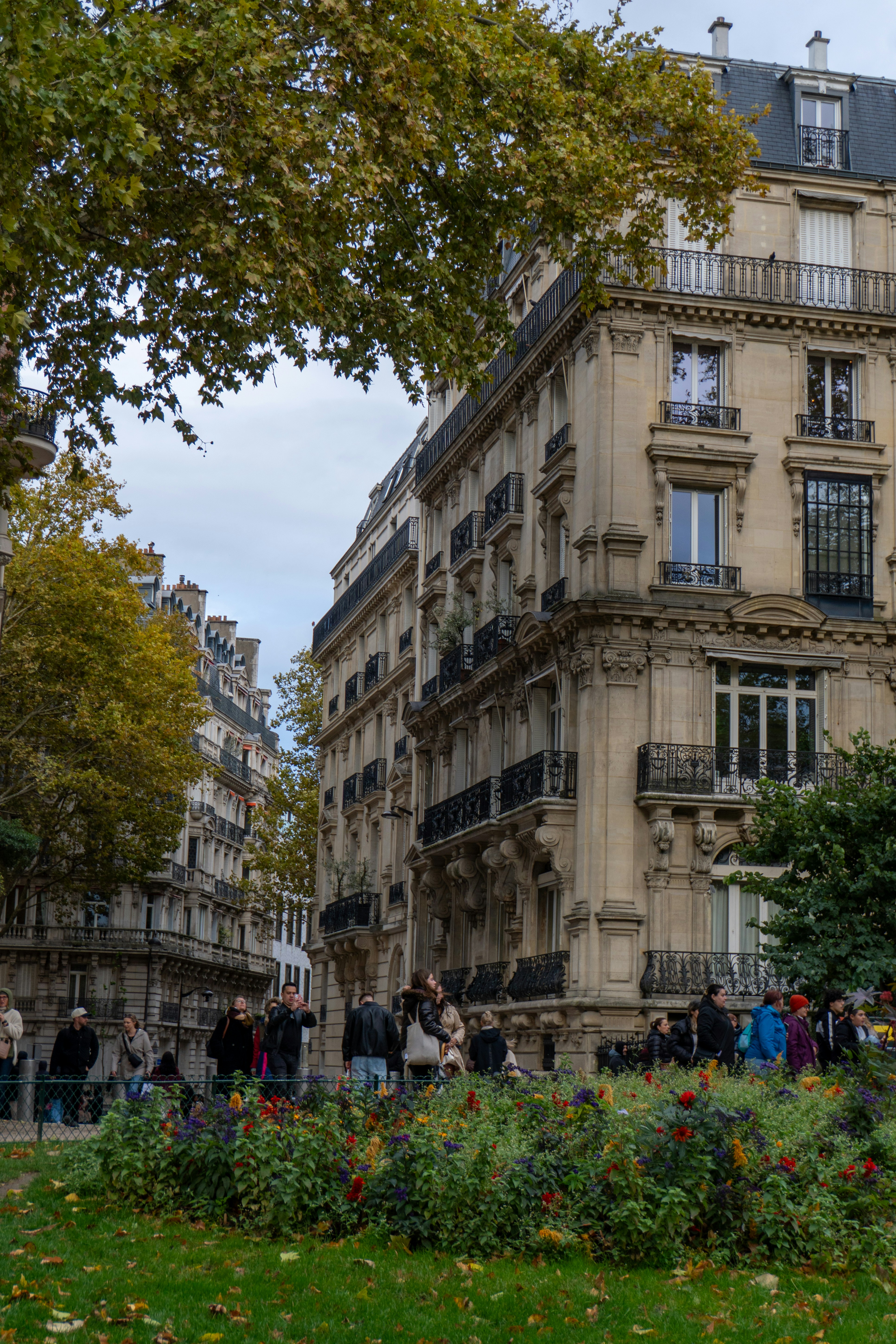 Parisian Corner: A Flower Bed and Architected Facades