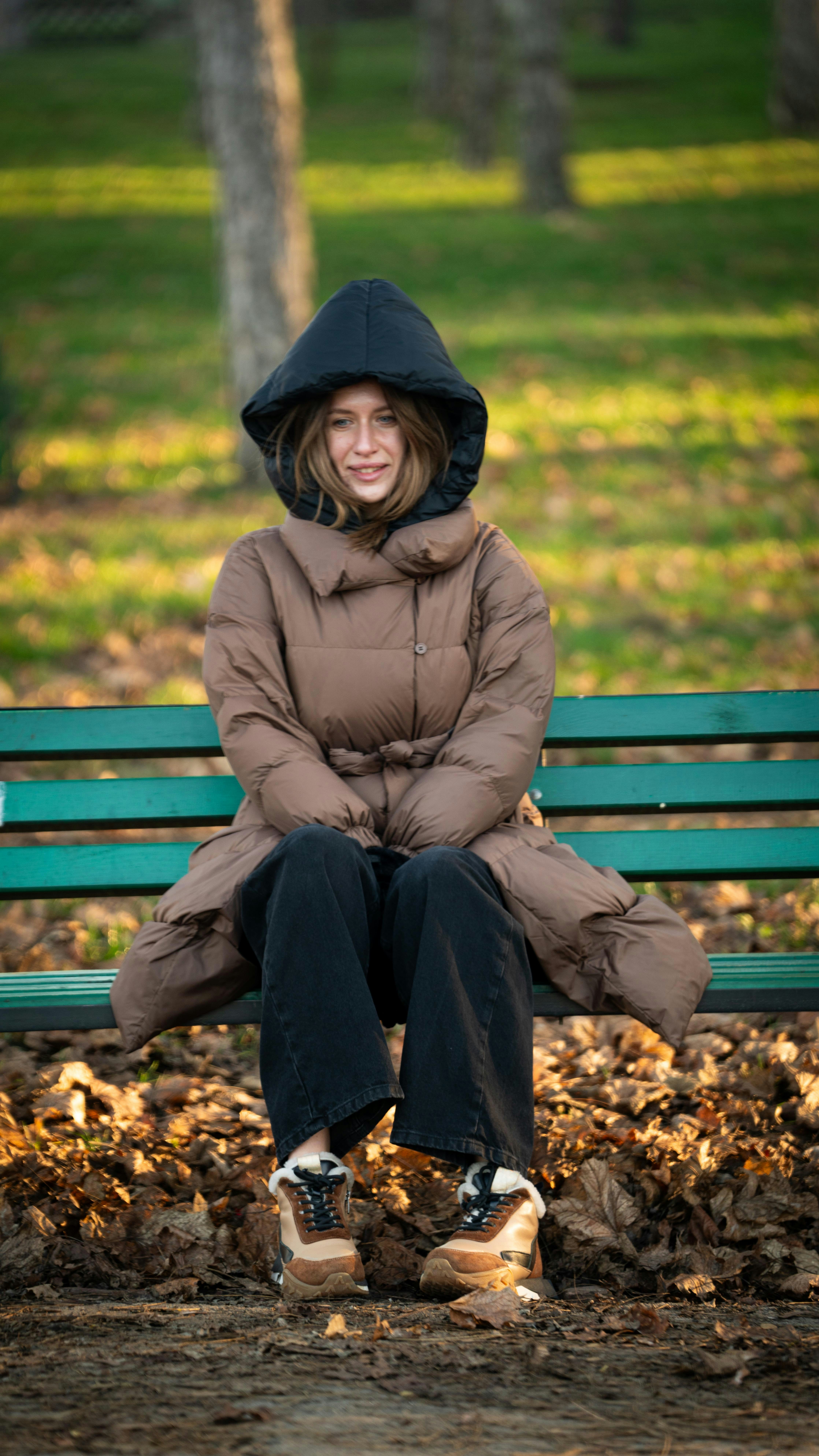 Lonely Autumn on a Green Bench