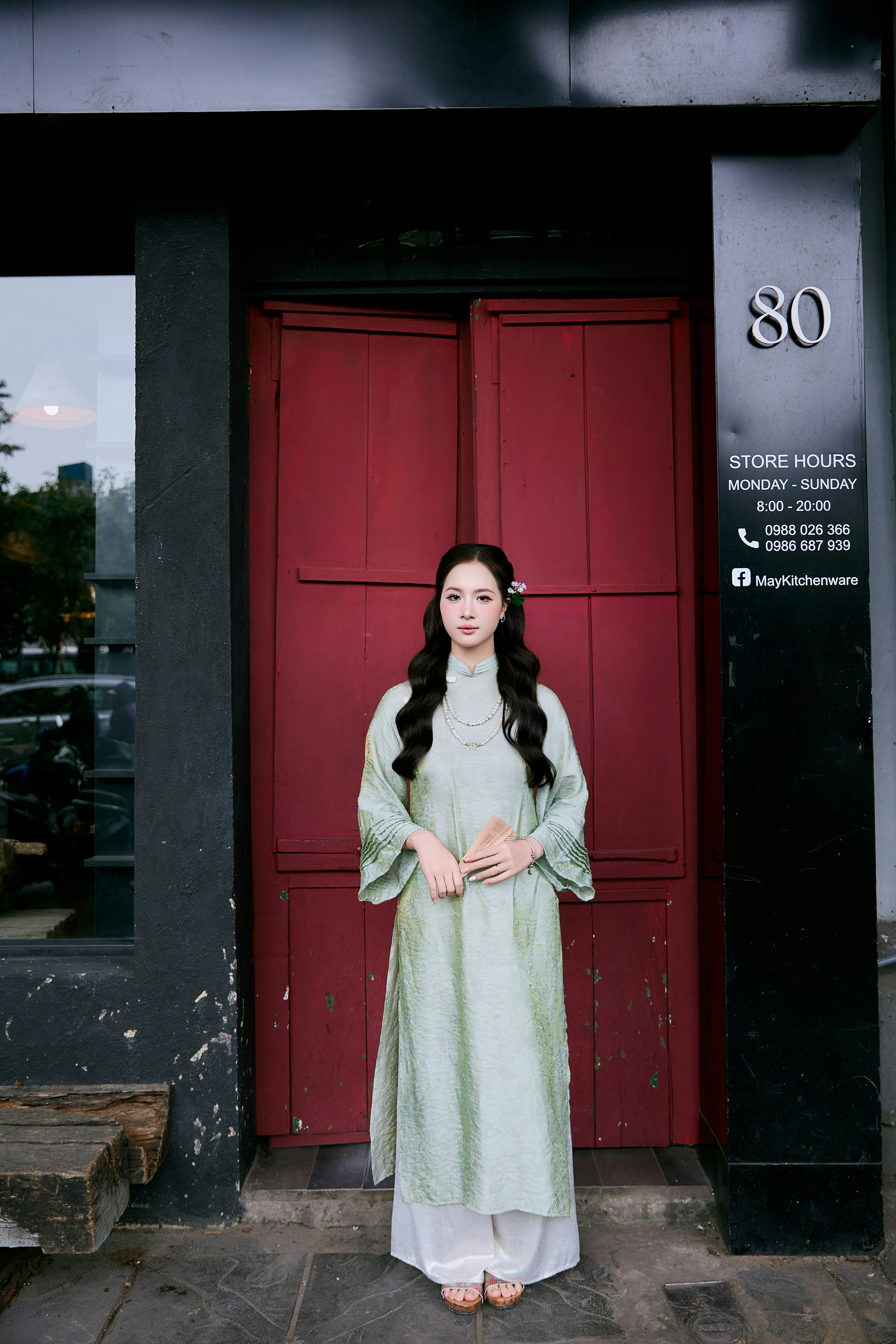 Emerald gown at the red door