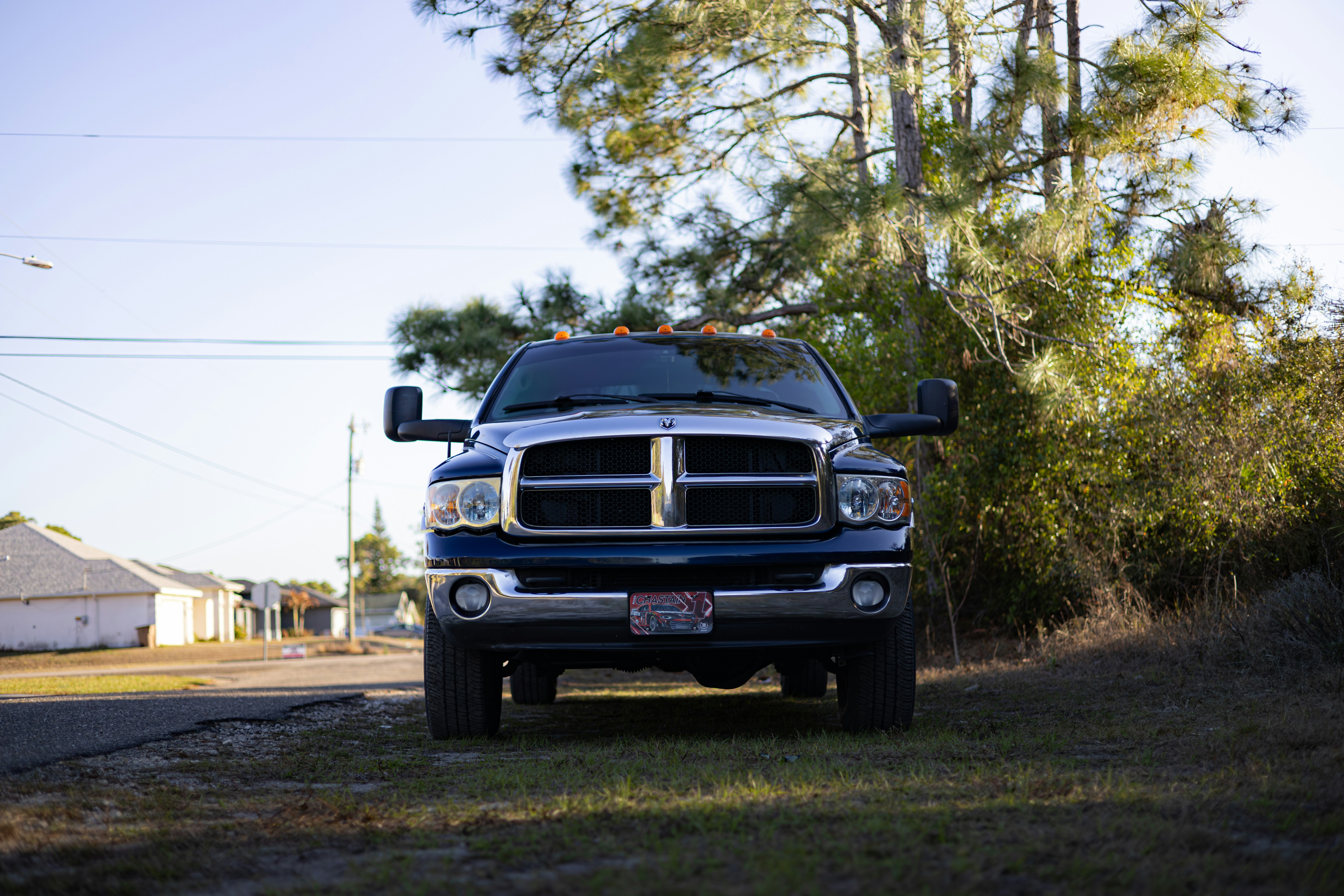 Front-on Truck Stare: A Quiet Driveway Sentinel