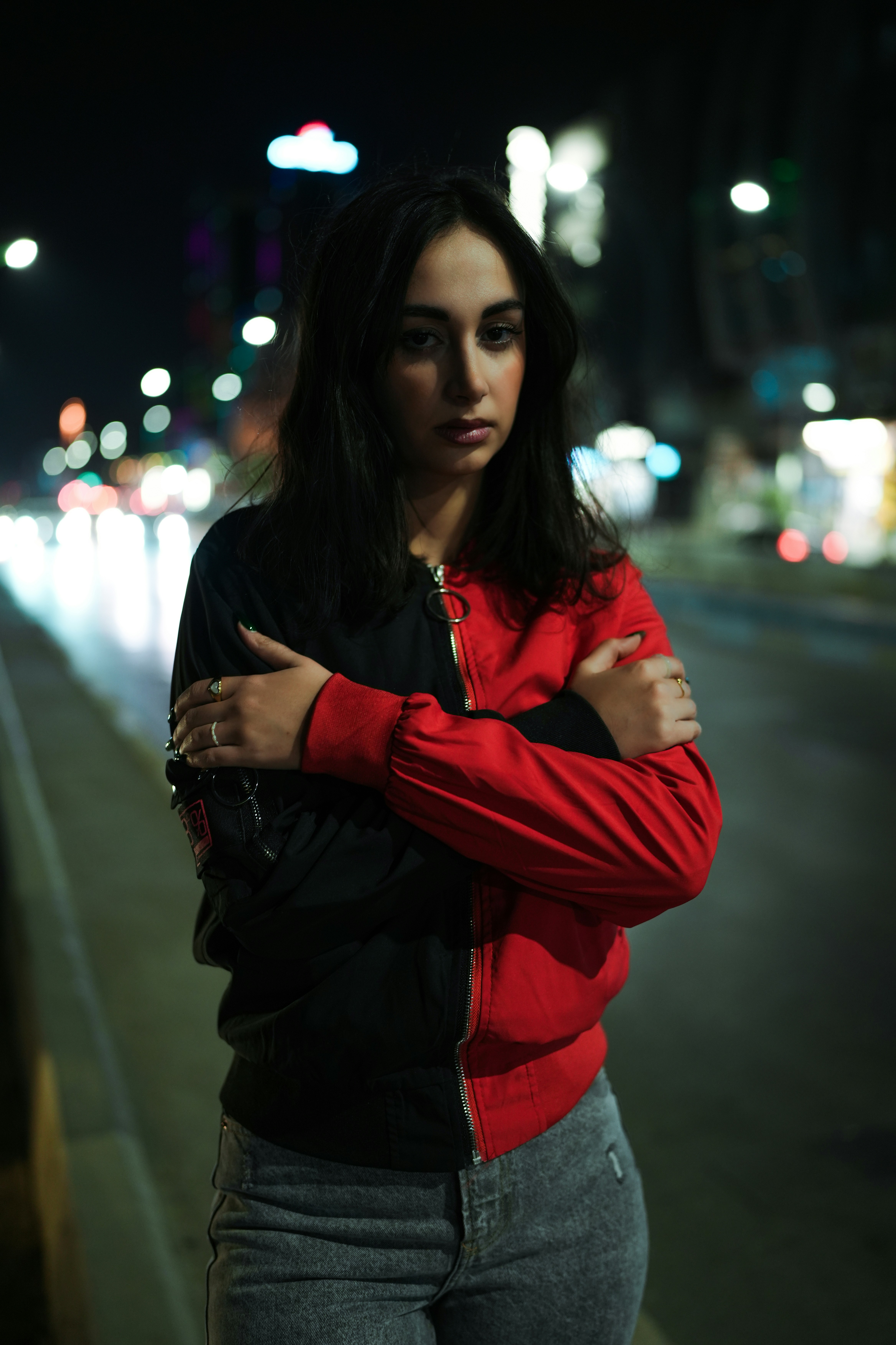 Night Street Portrait: Quiet Confidence Under Neon Drift