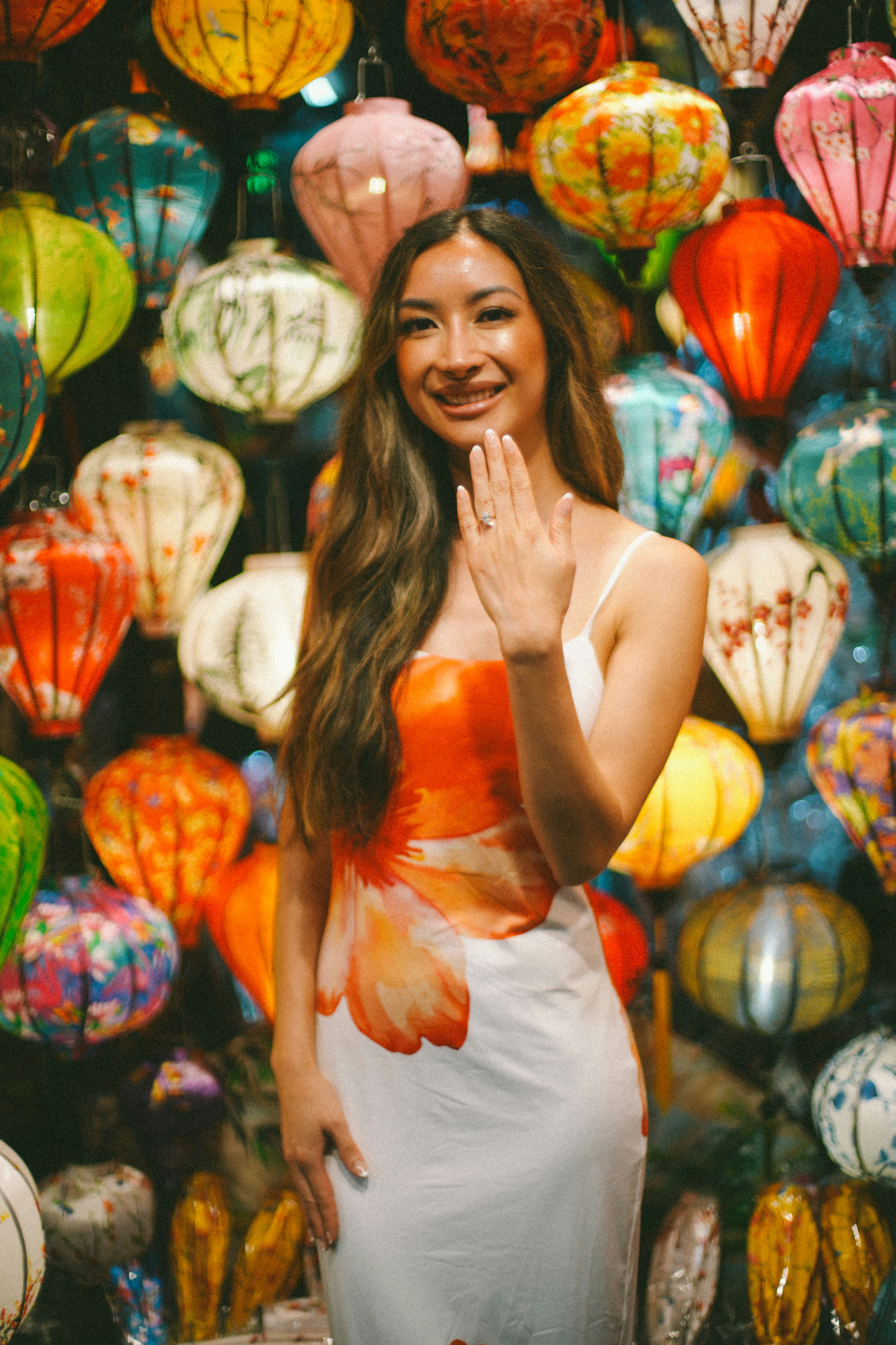 Midnight Glow: A Portrait Among Lanterns