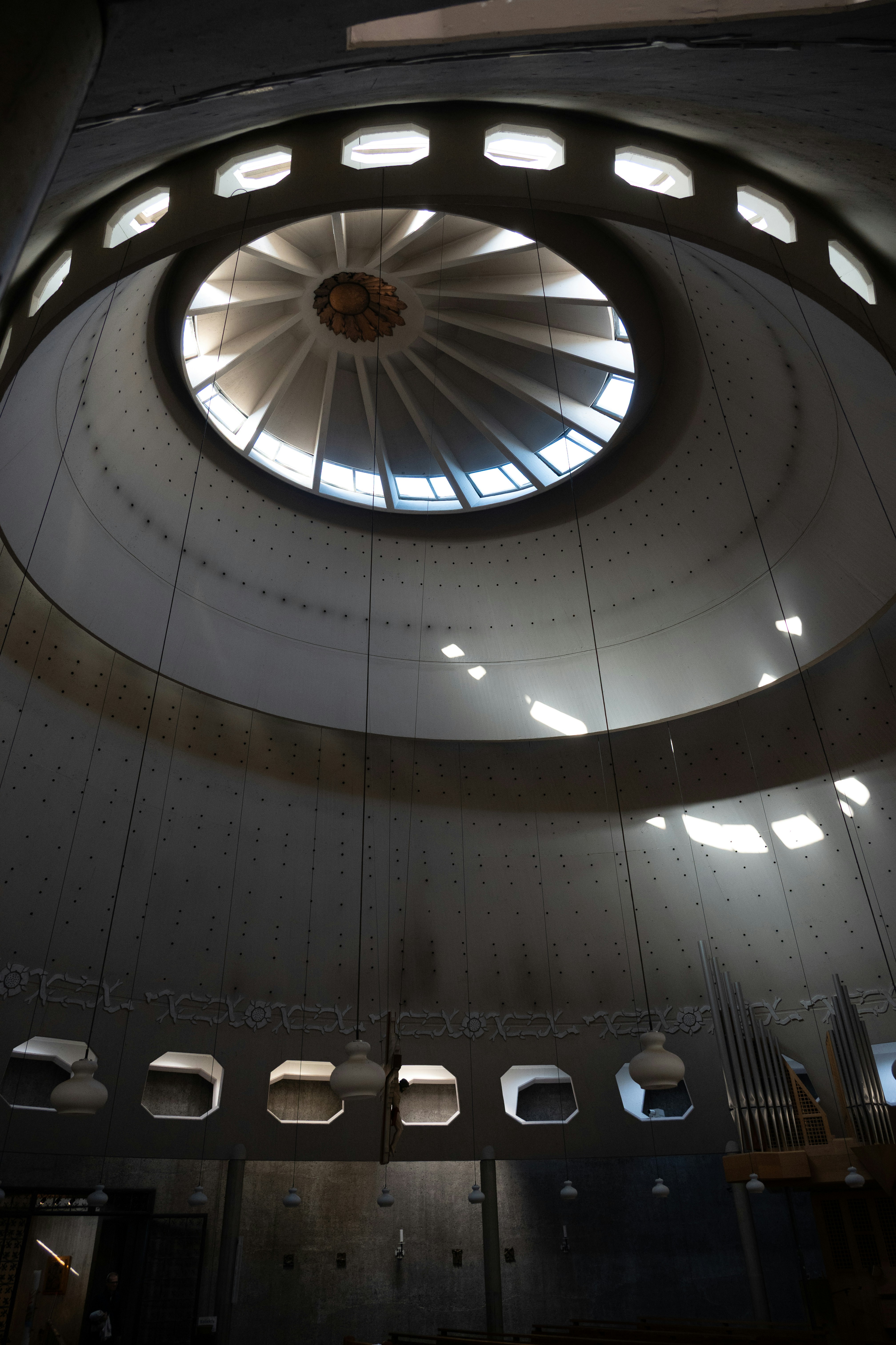 Oculus of Light: Spiral skylight in a modern interior