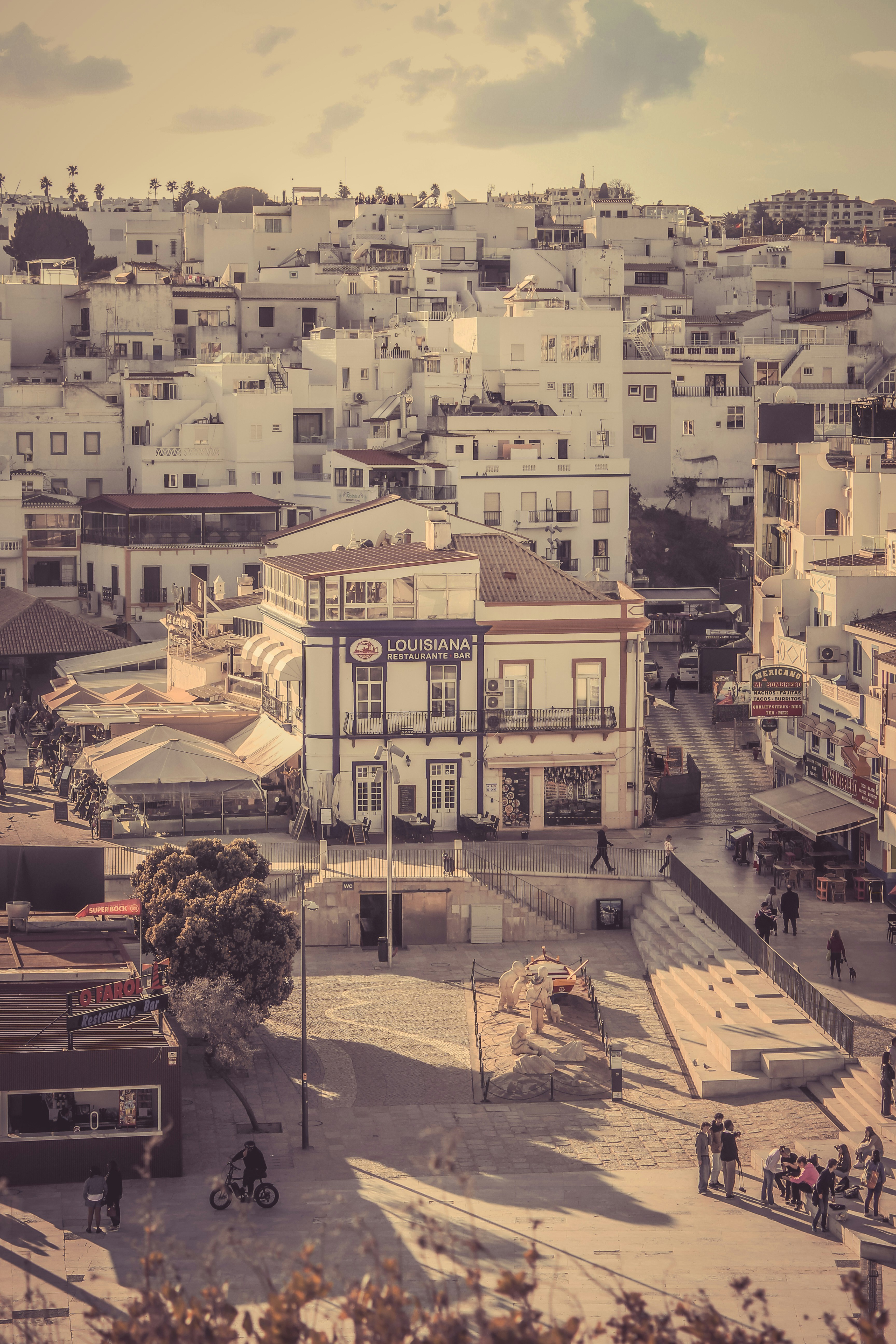 Sunlit Terrace Overlook in a Mediterranean Town