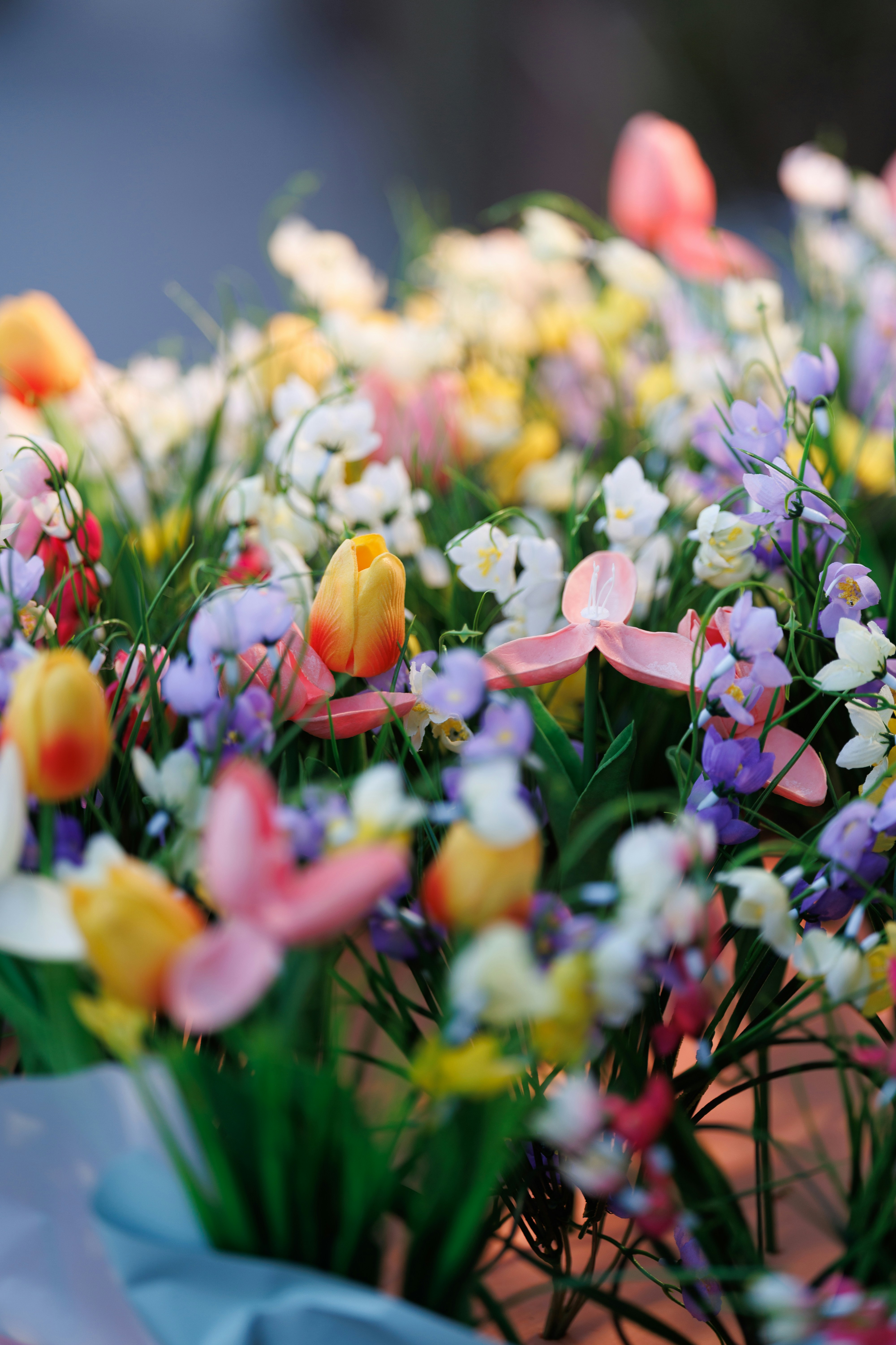 Vibrant Spring Bouquet: A Meadow of Delightful Tulips and Wildflowers