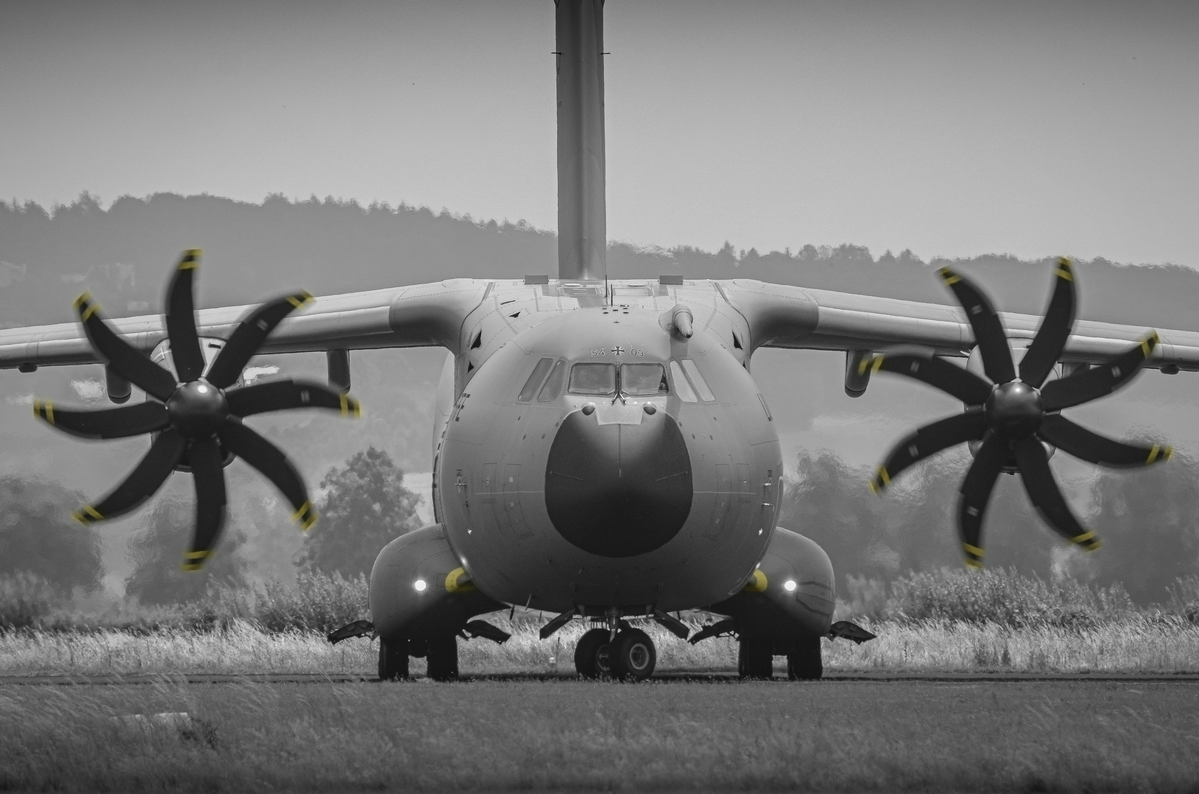 Front View of a T-tail Multirole Transport at Rest