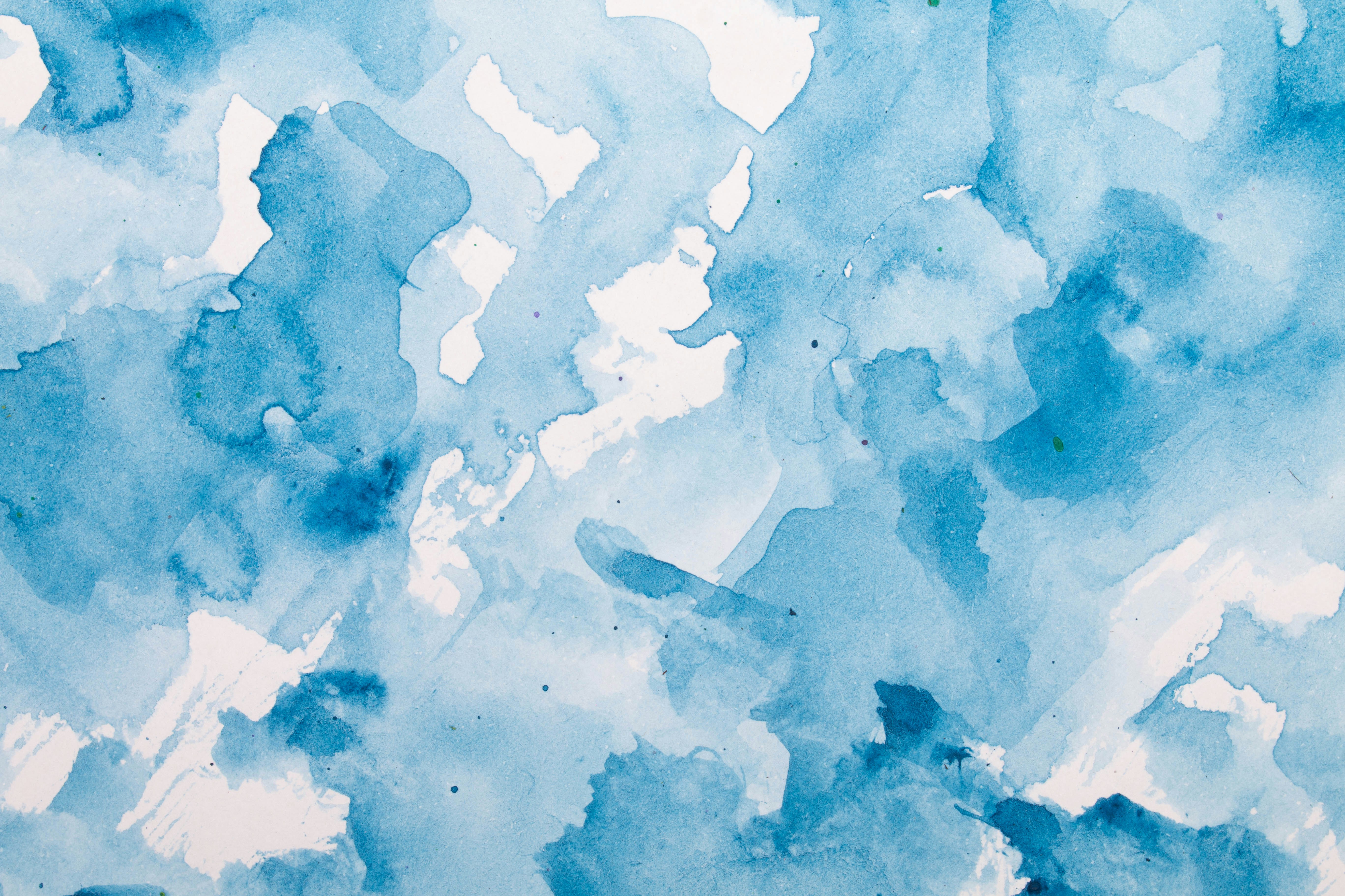 Azure Wash: Abstract Watercolor Focus