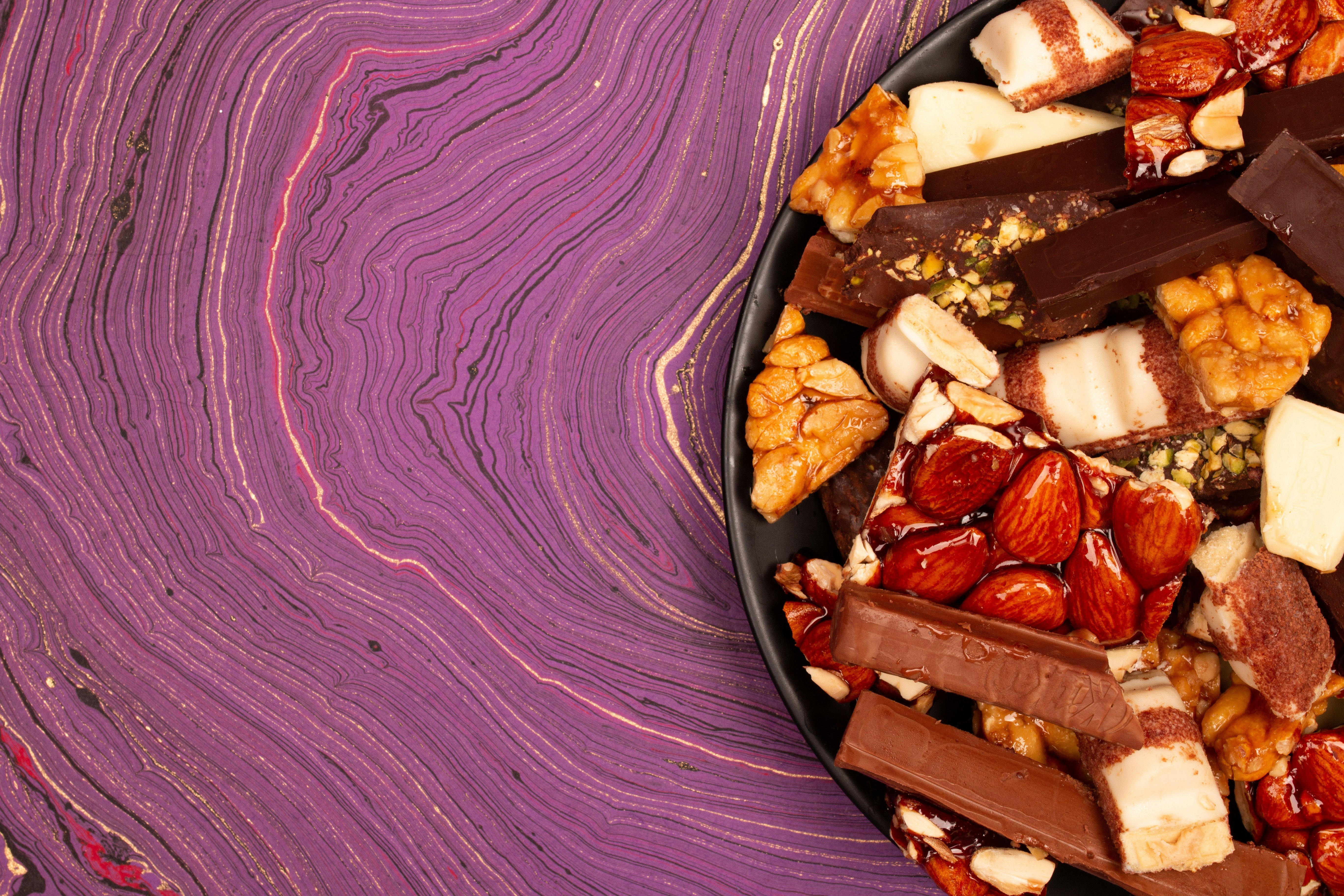 Chocolate Mosaic on a Purple Marble Edge