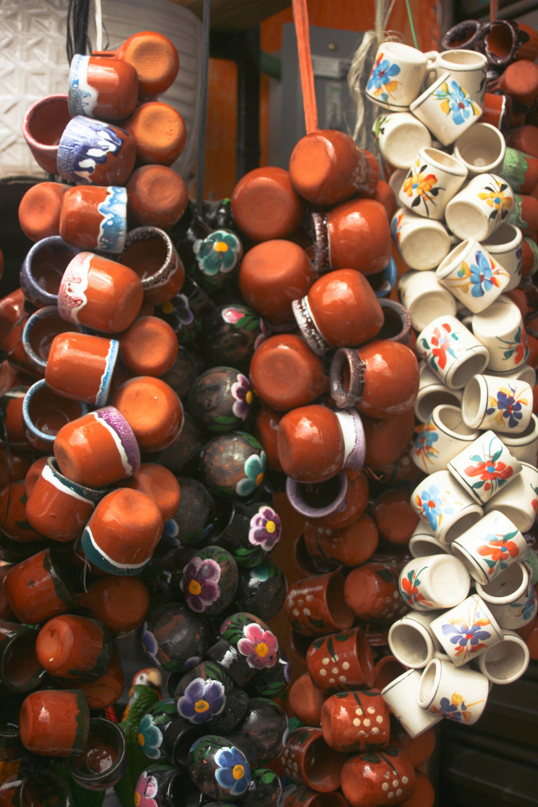 Ceramic Applique: Stacks of Painted Mugs and Pots