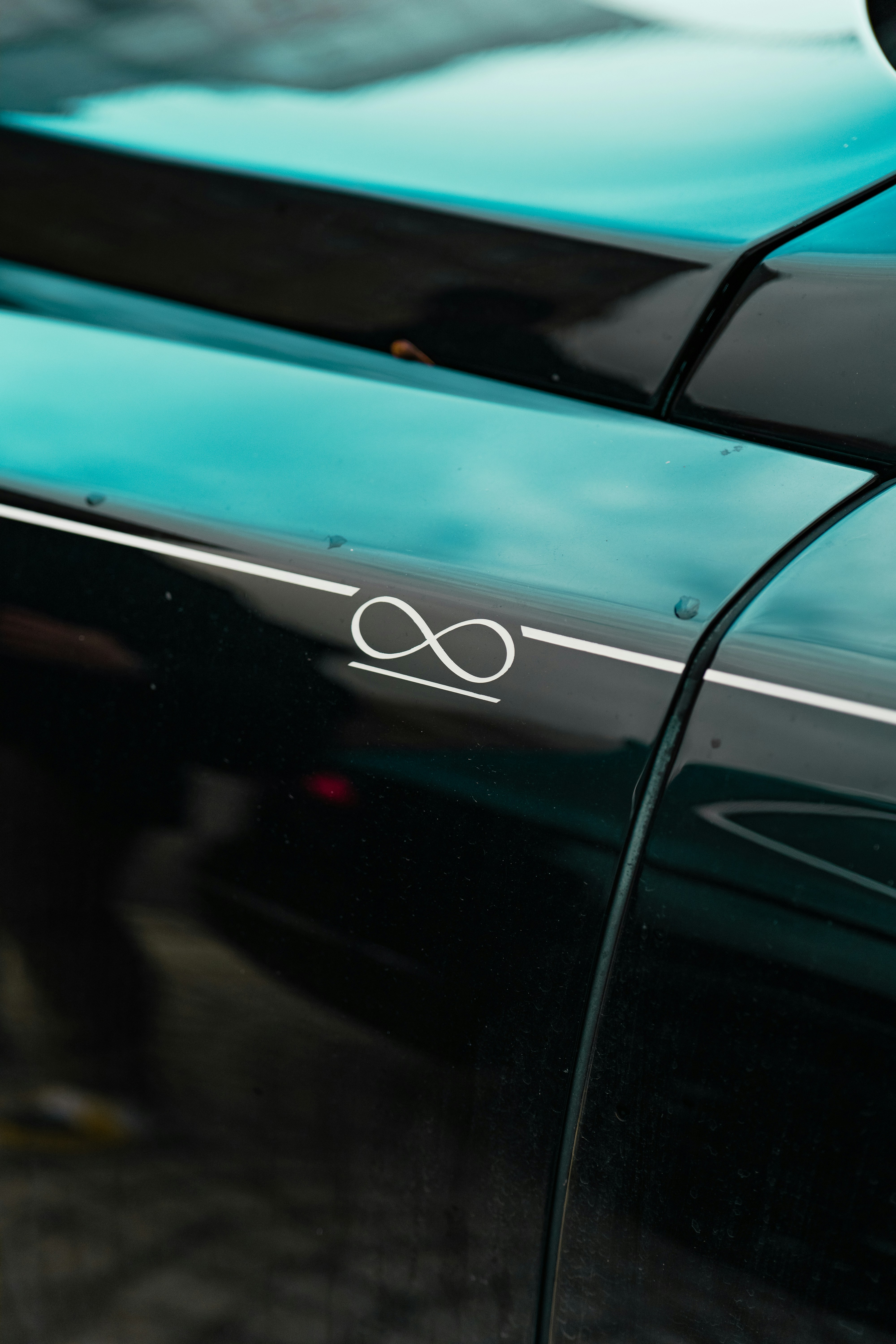Emblem of Infinity: A Flushed Stripe on Teal Metal