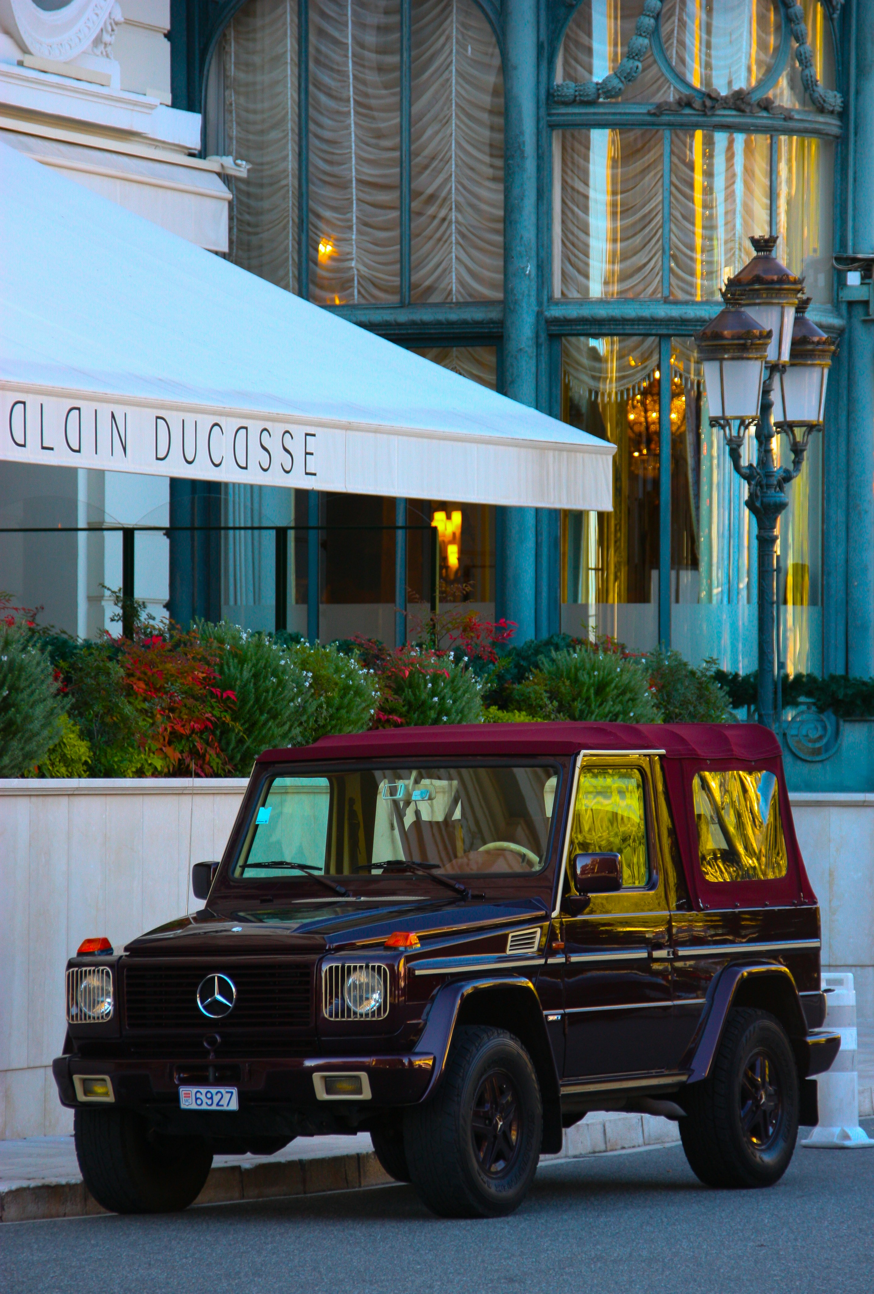 Luxurious Mercedes by a Boulevard of Lights