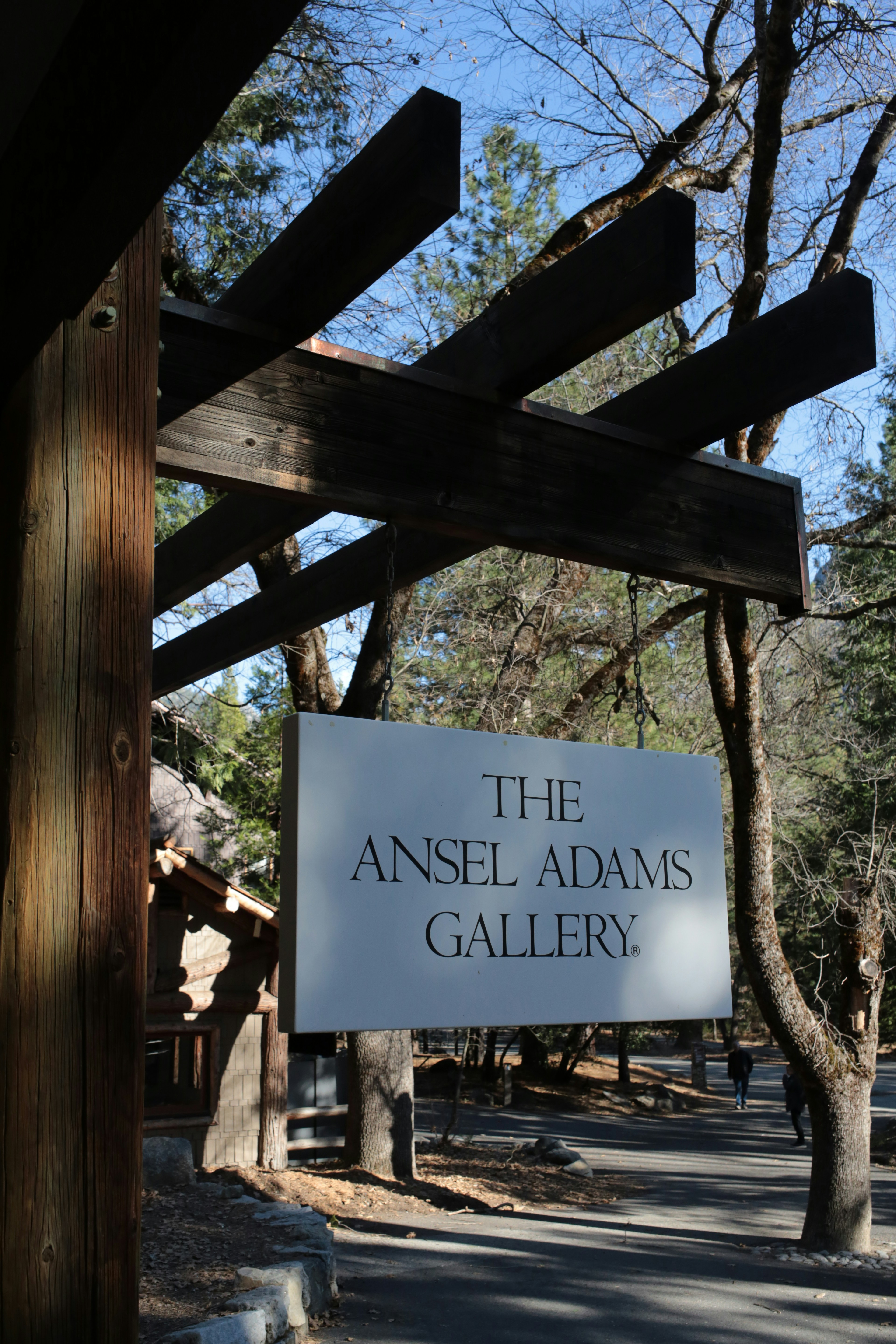 Wooden Archway Framing The Ansel Adams Gallery Sign