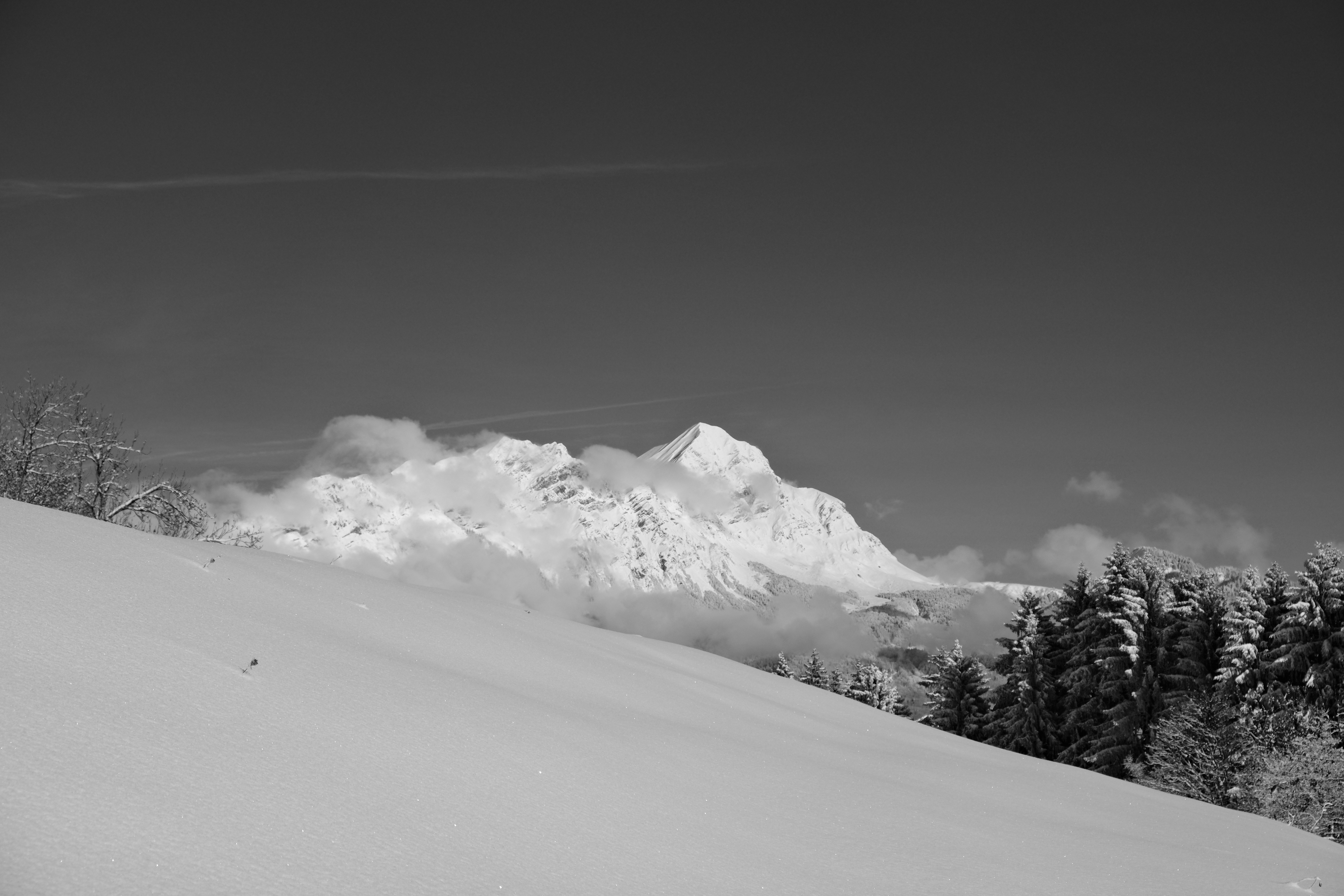 Snowbound Summit Under a Quiet Sky