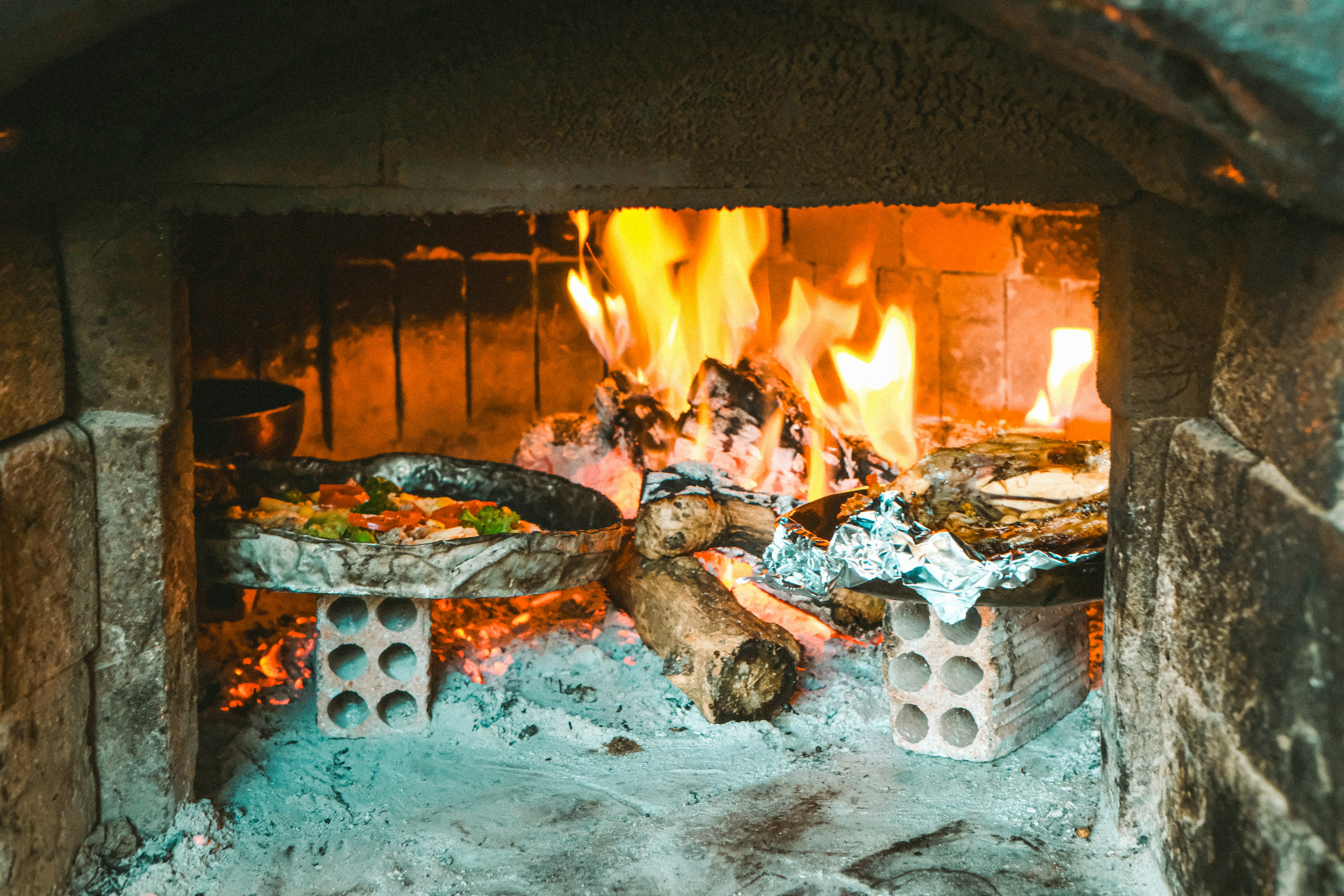 Amber Hearth: Firelight Cradled by Brick and Ash
