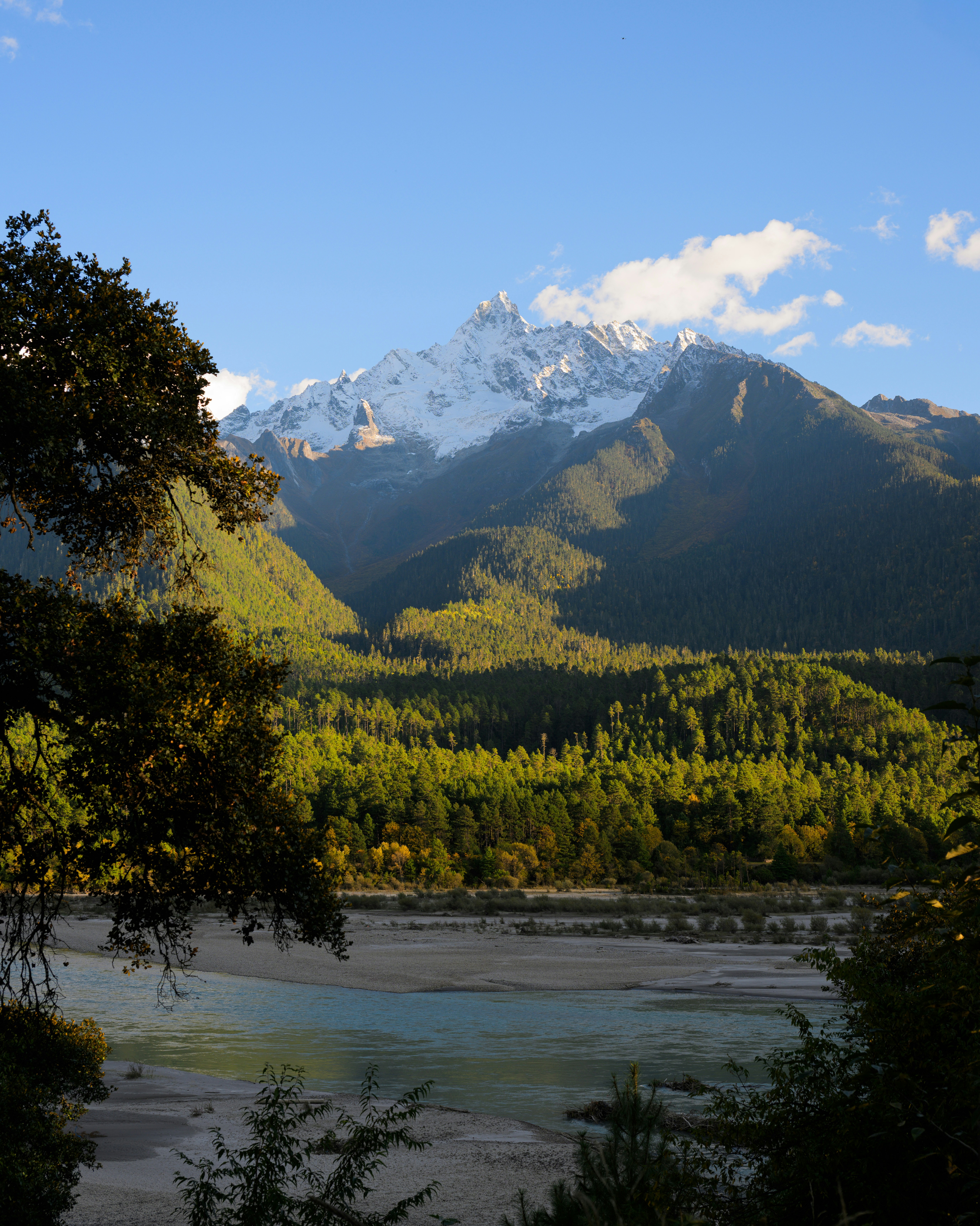Snowcapped Crown over a Verdant Valley