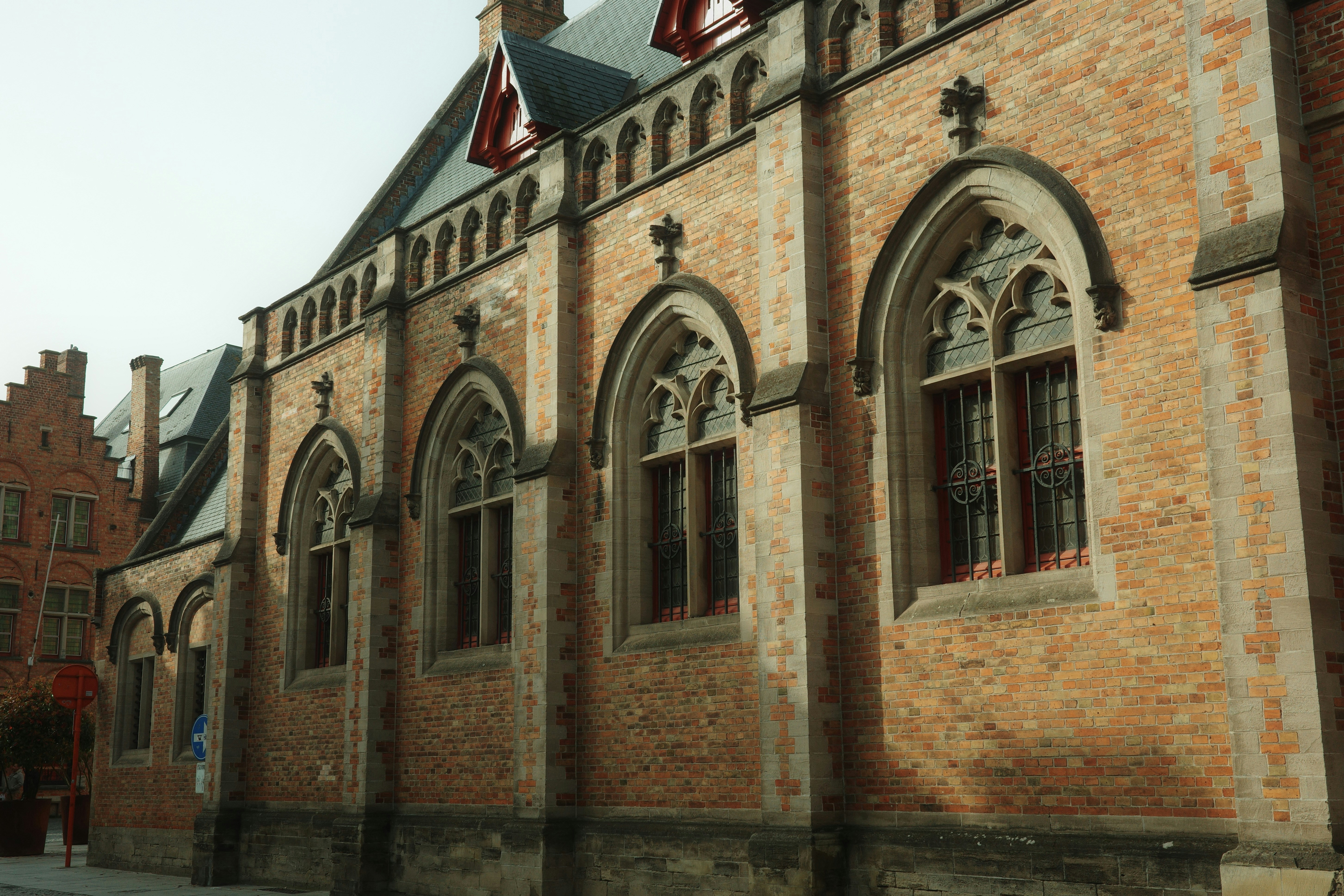 Brick Gothic Facade with Arched Windows