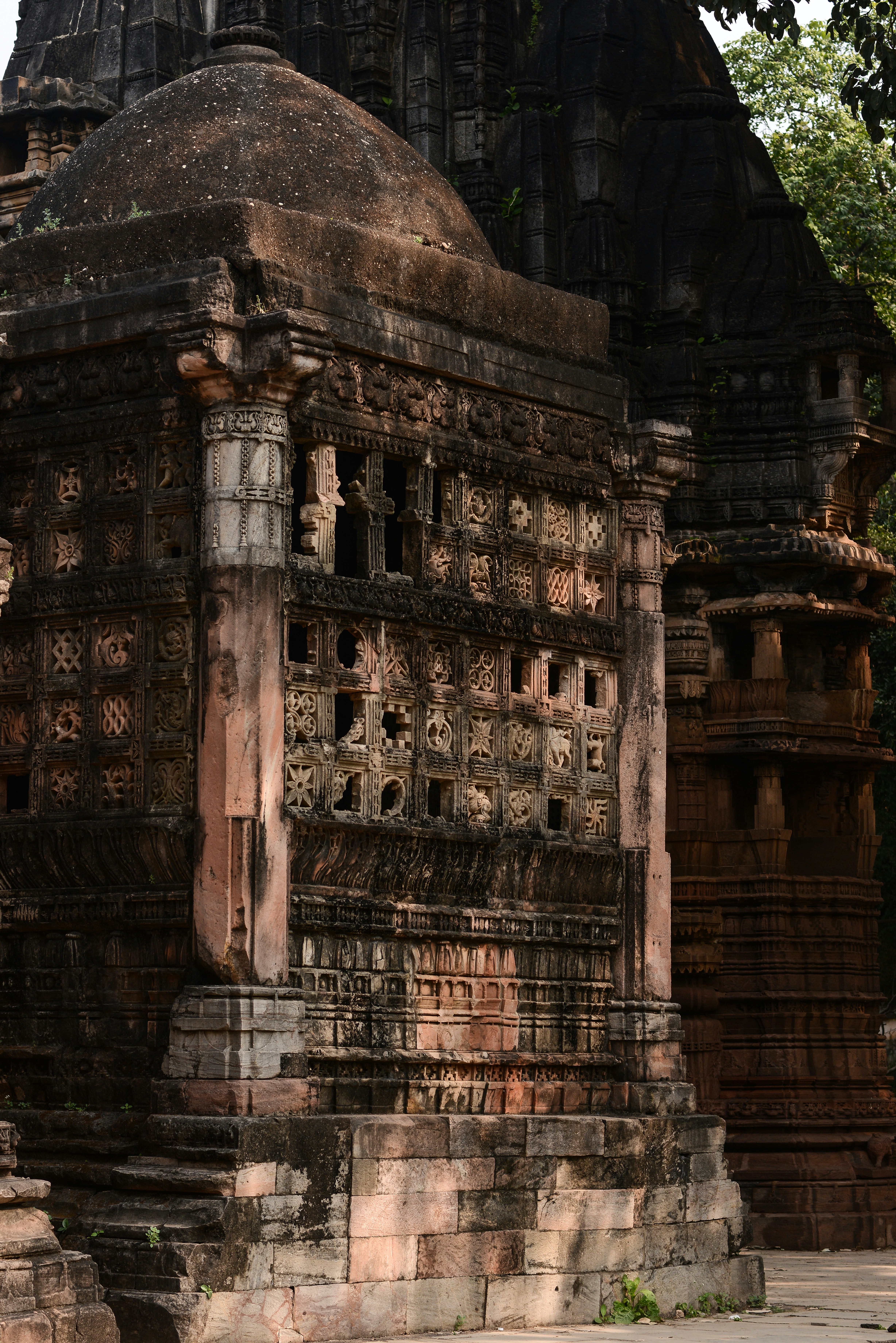 Granite Carved Silence: A Corner of the Temple’s Weathered Facade