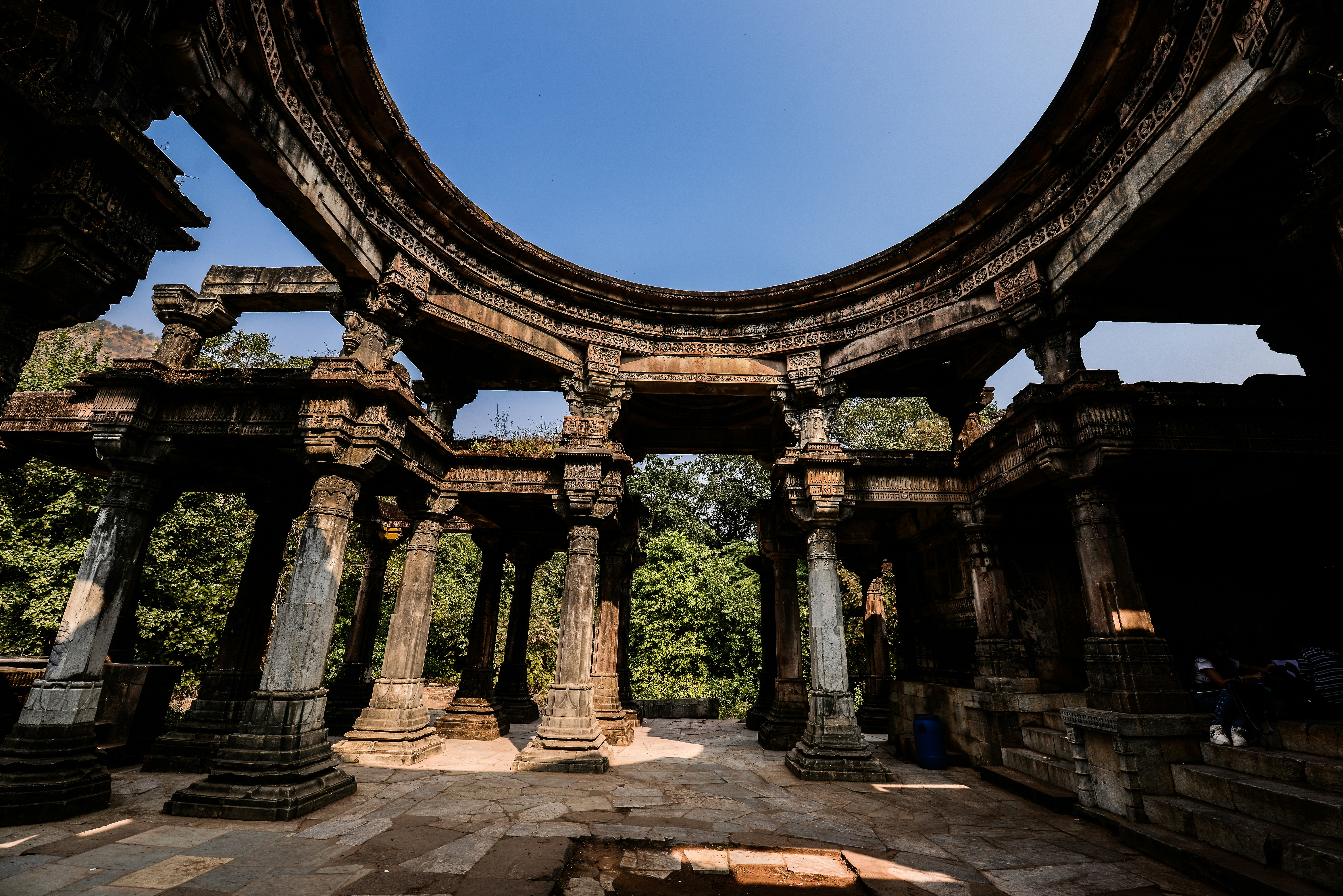 Ruins in the Circular Courtyard: Beamed Light through Stone Arches