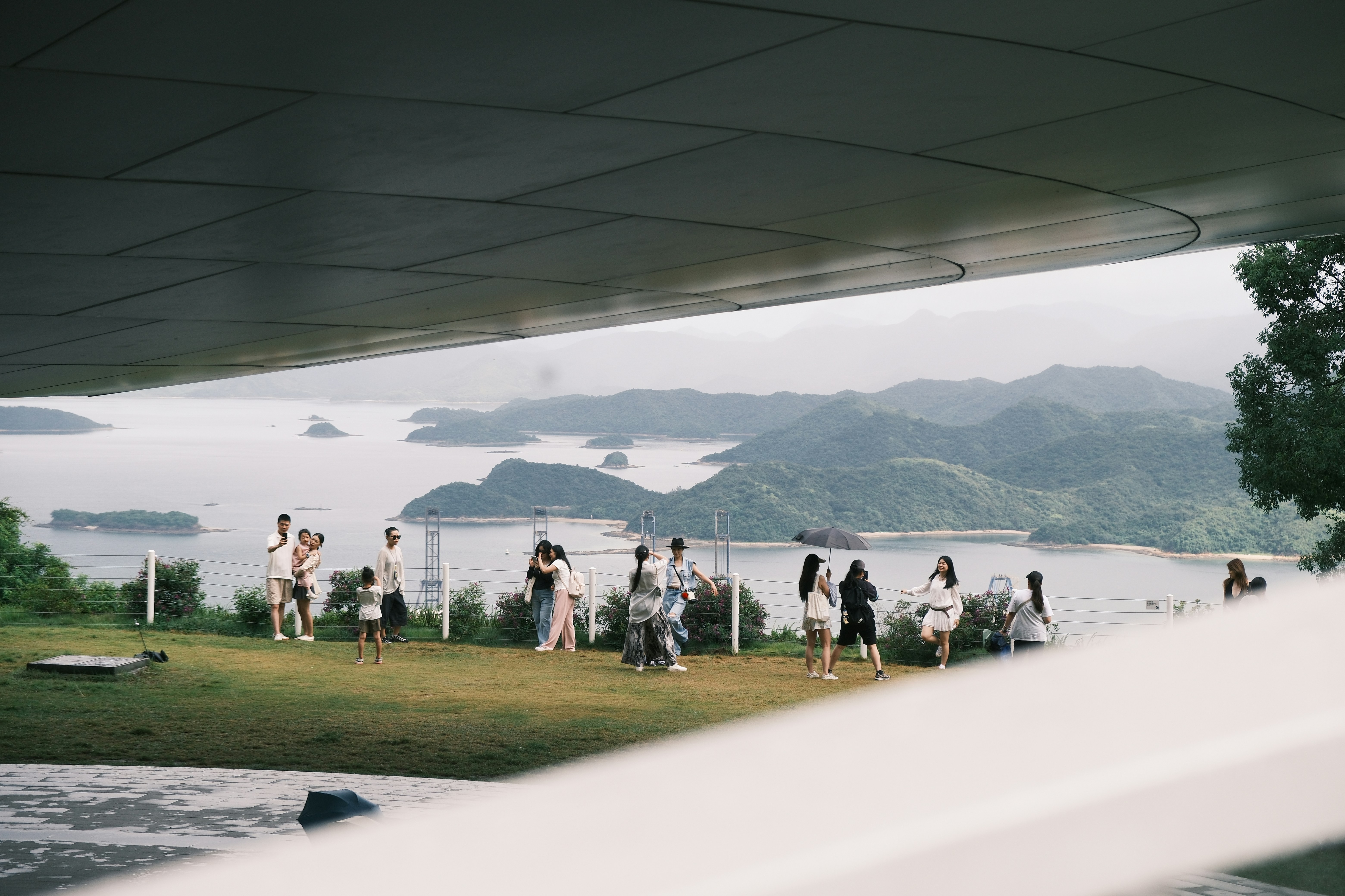 Gathering on a hillside overlook above tranquil inlets