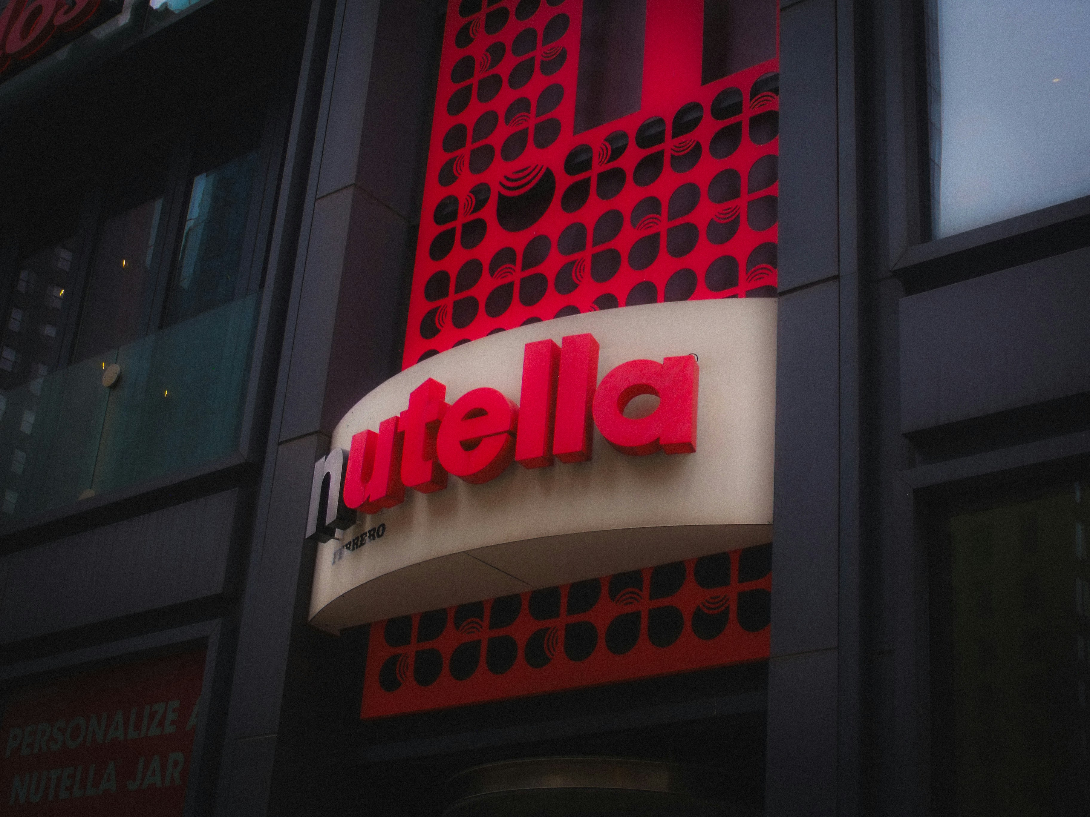 Nutella sign on a building exterior