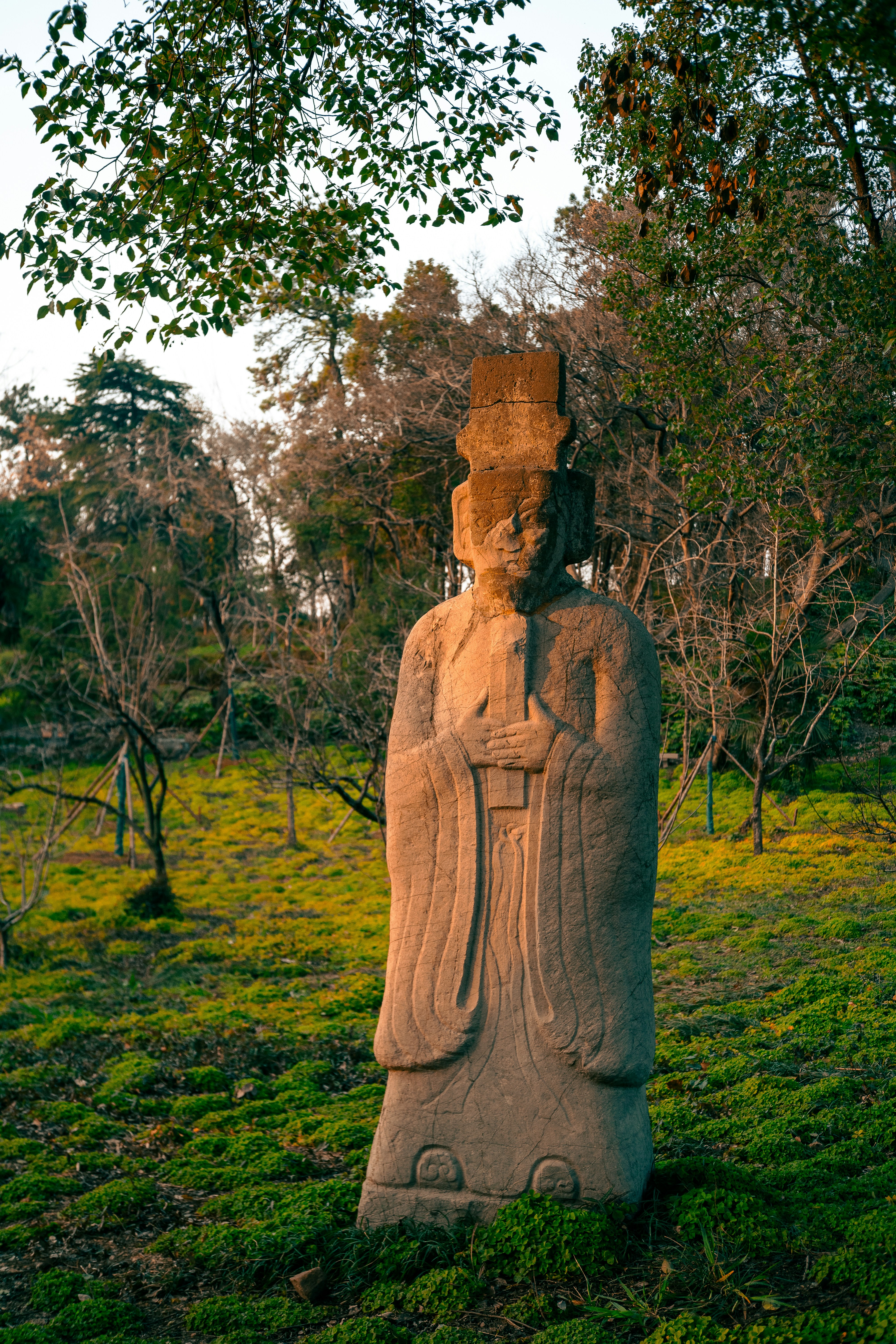Stone Guardian in a Quiet Garden