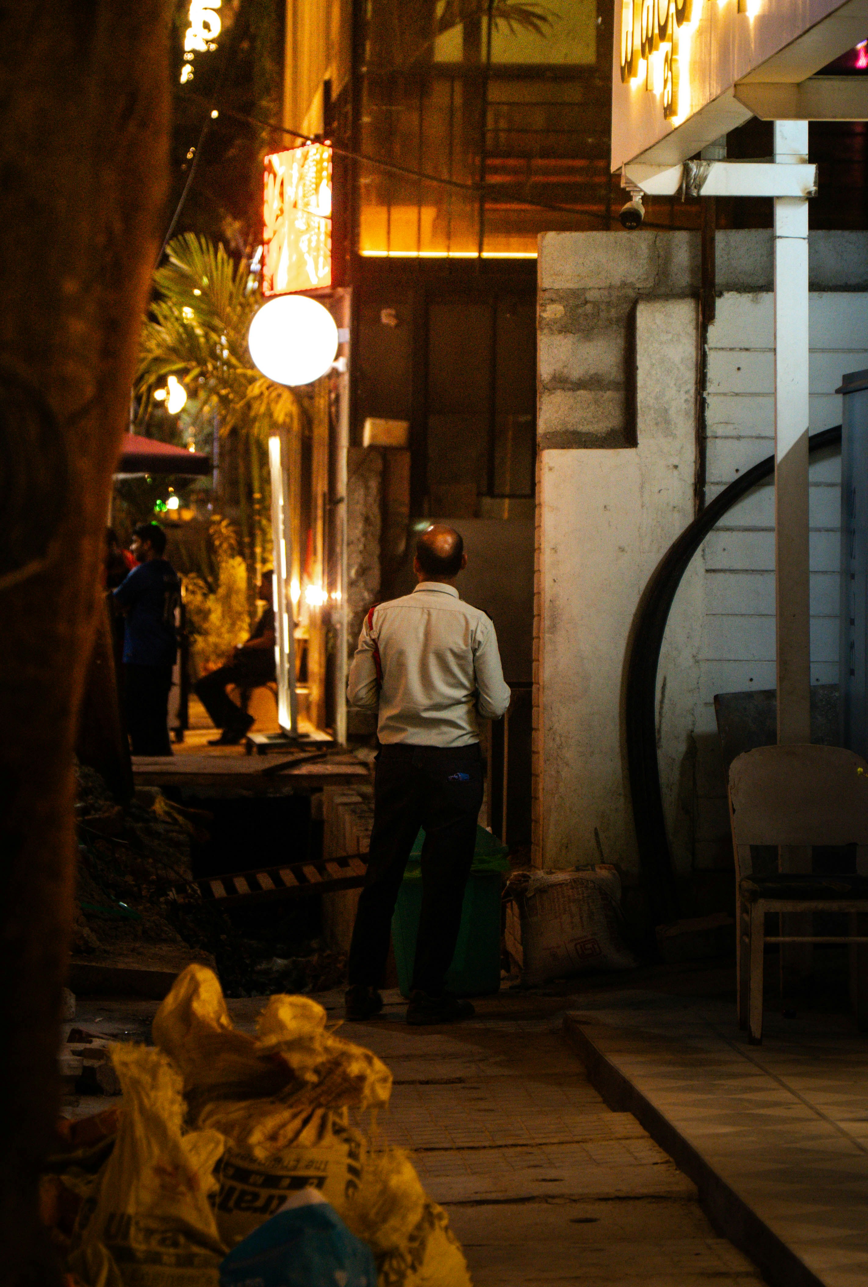 Neon Alley: A Night Portrait of the Figure in the Street