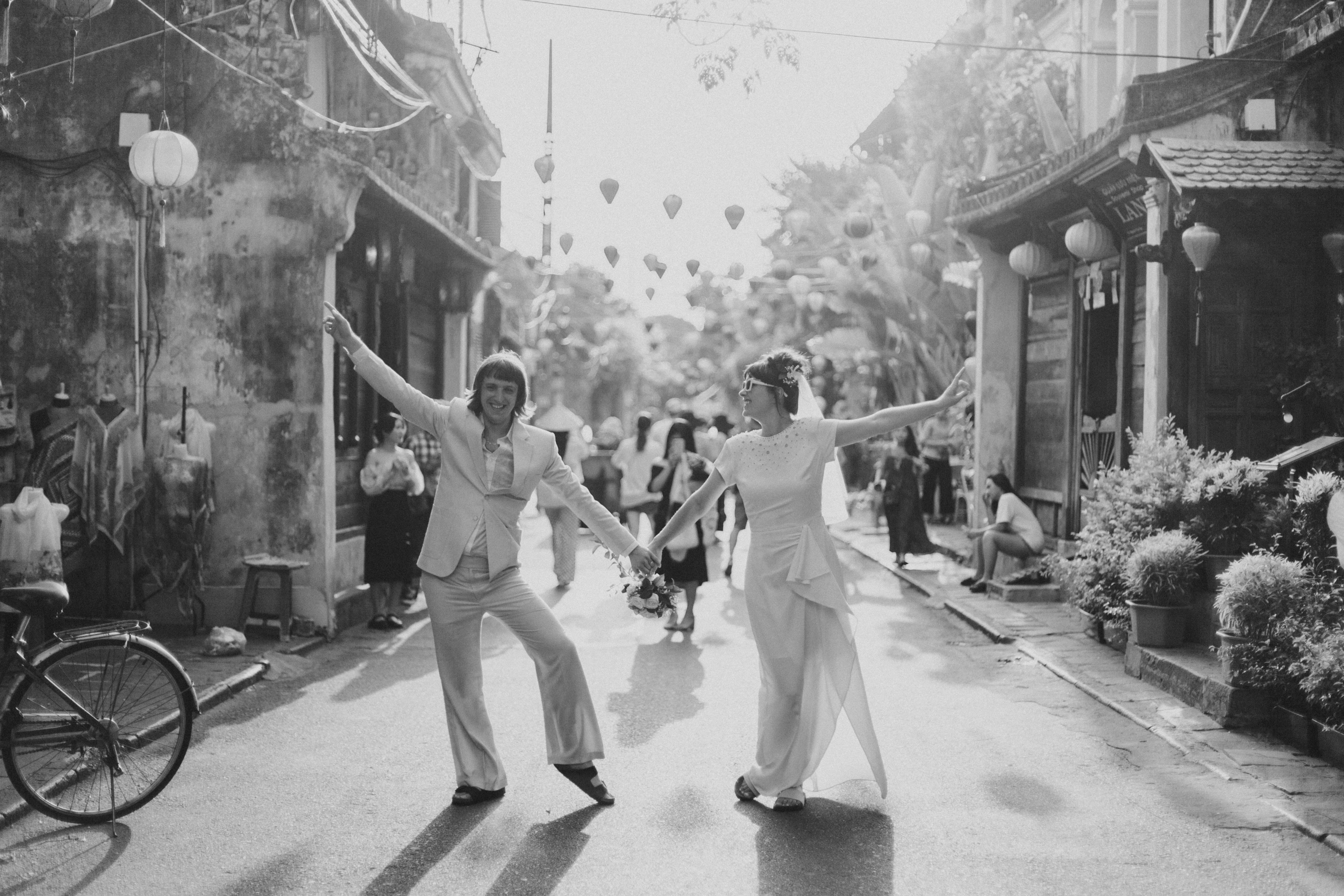 Joyful Dance on a Lantern-Lined Street