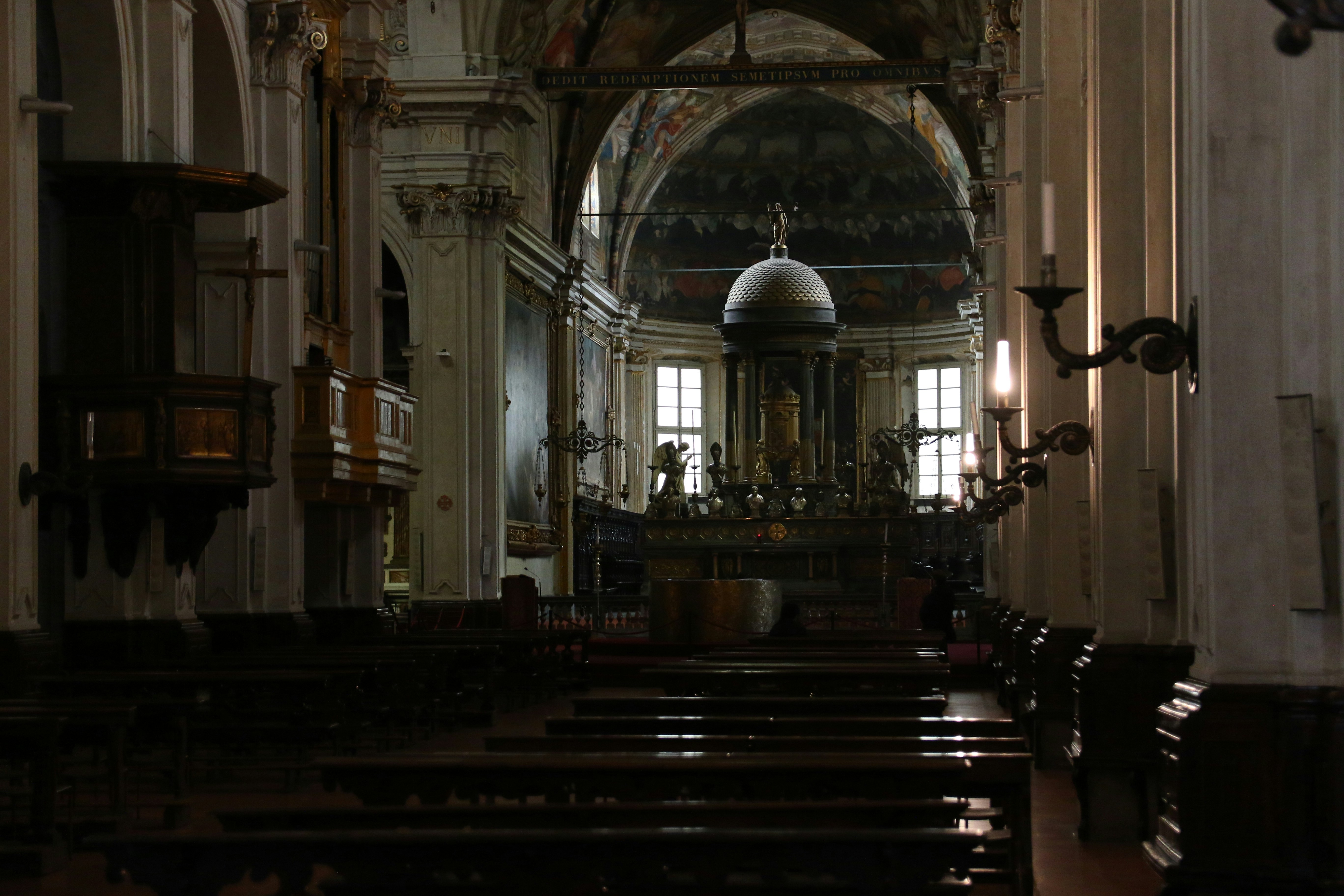 Dim Sanctuary: Quiet Aisle Leading to the Altar
