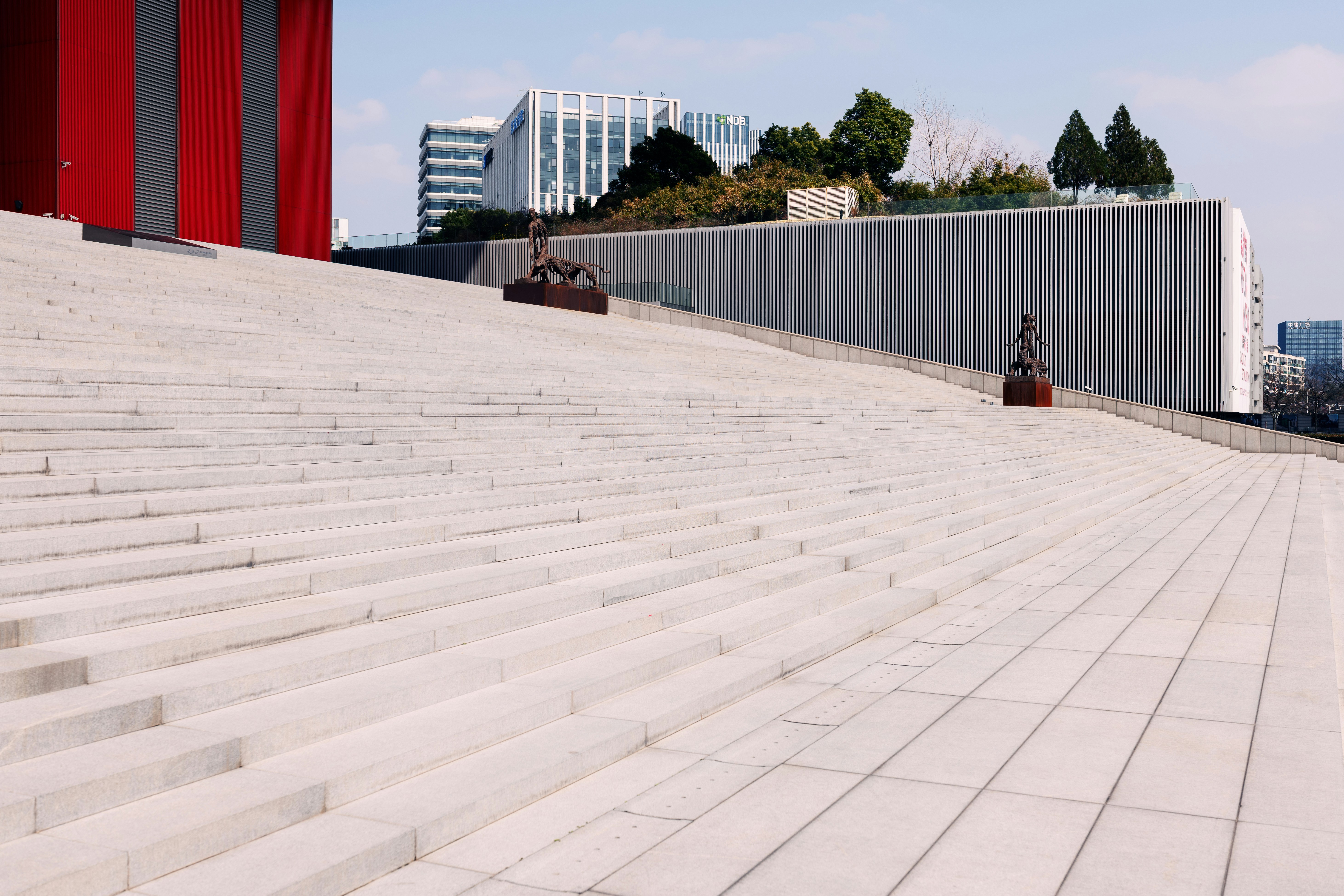 Stately Steps under a Modern City Sky