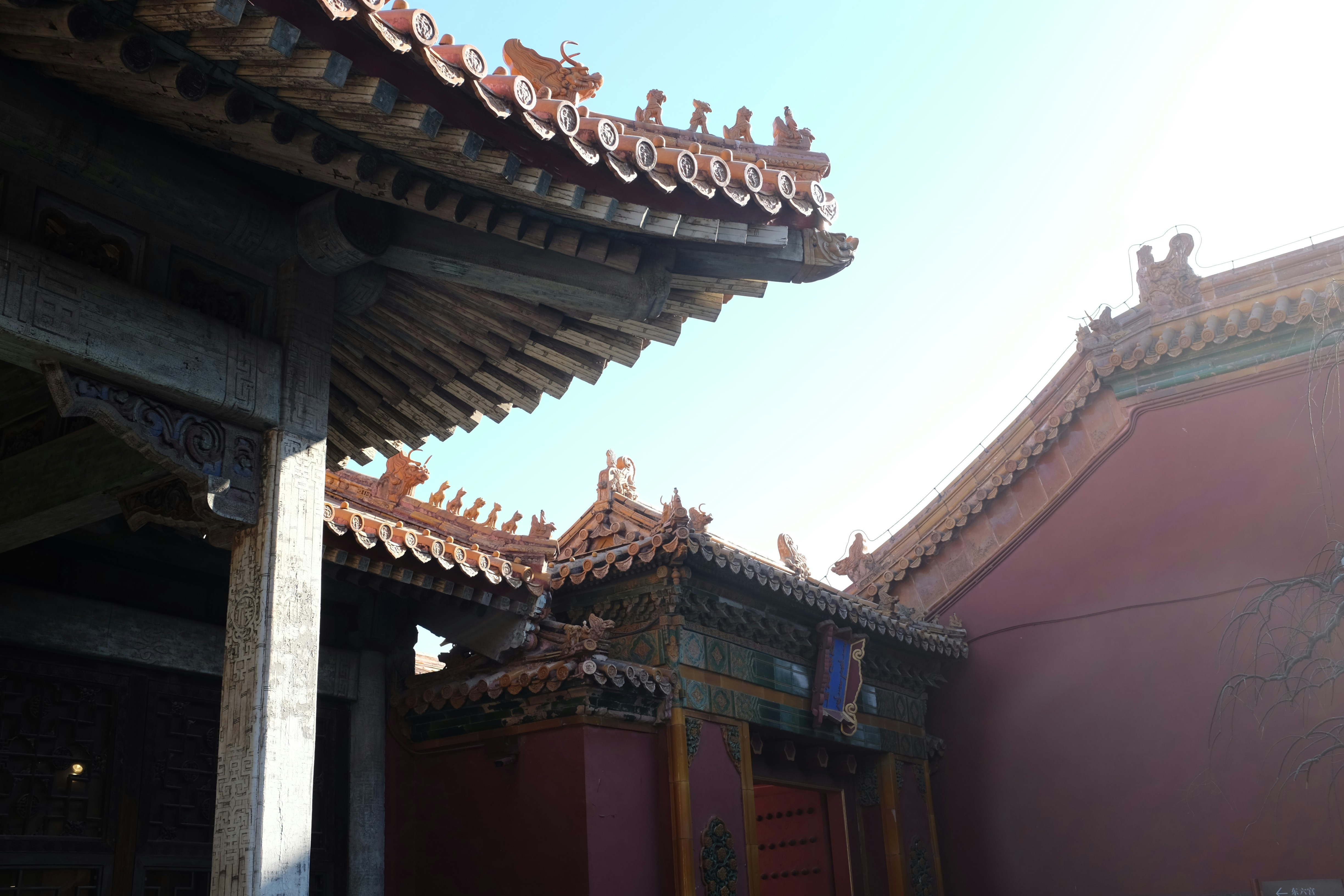 Temple Eaves and Ornate Ridge at Dusk