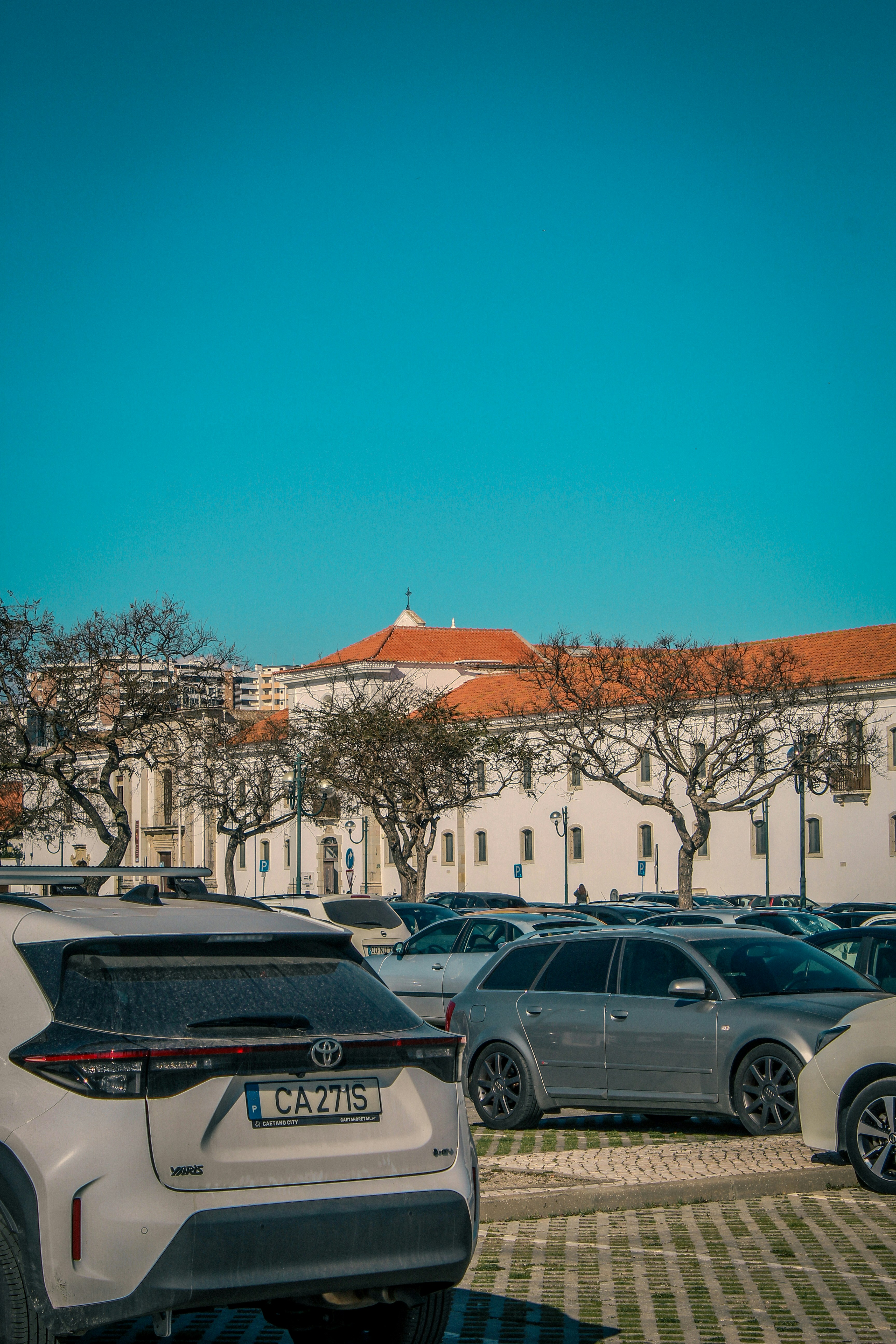 Sunlit Car Lot Beneath a Cerulean Sky