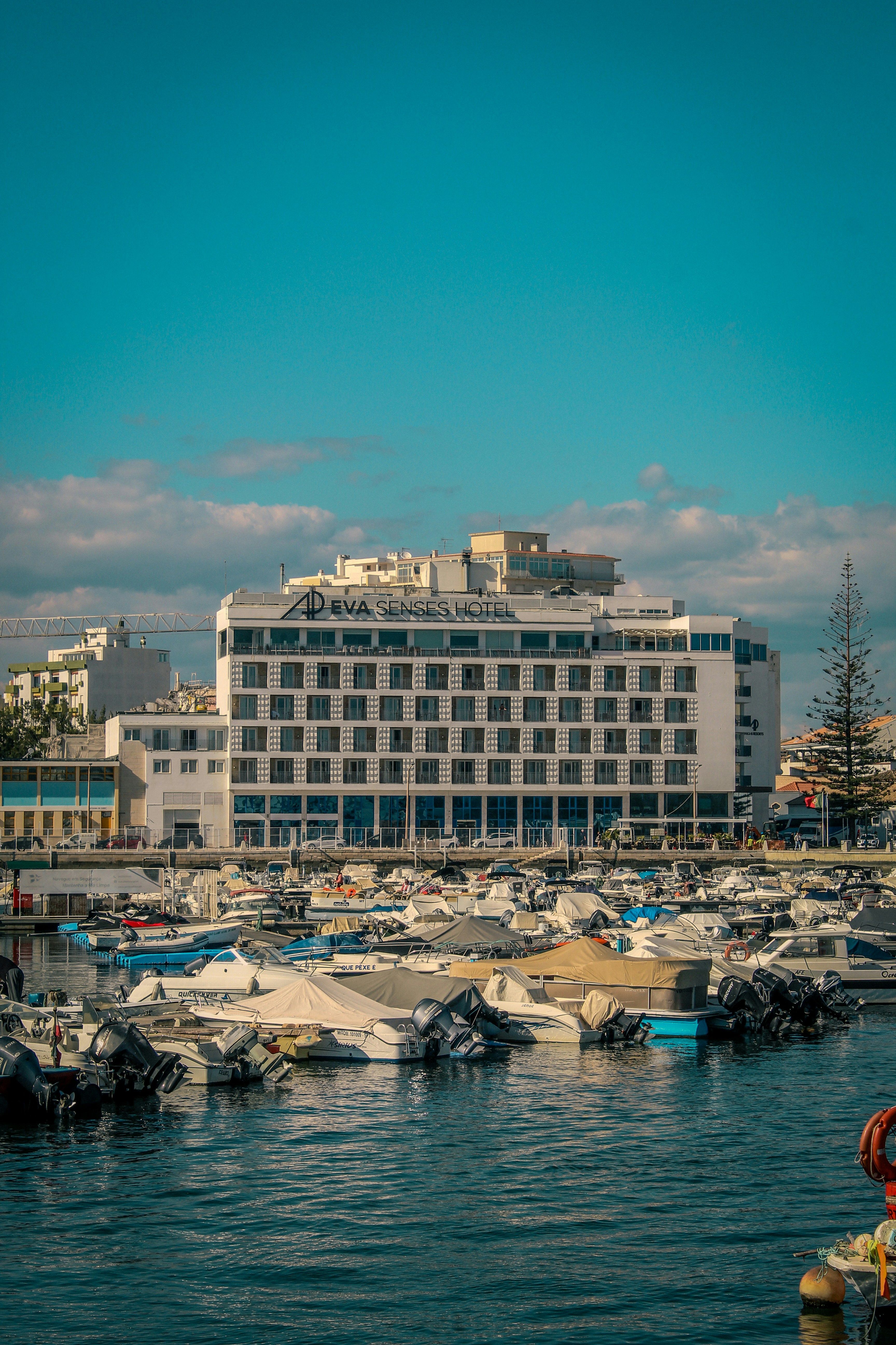 Harborfront Hotel and Marina in late afternoon light