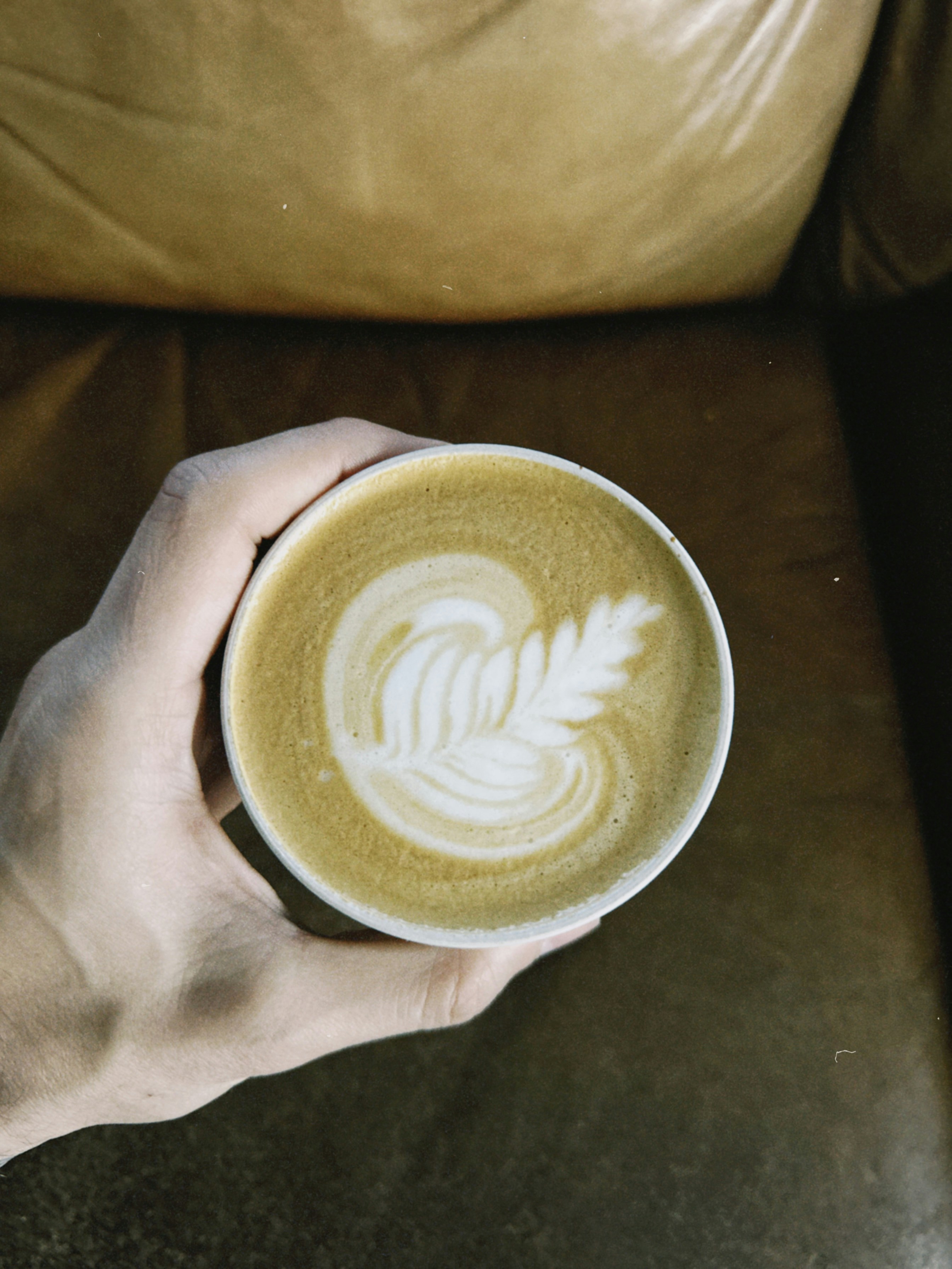 Handful of Creamy Latte: A Top-Down Moment with Latte Art