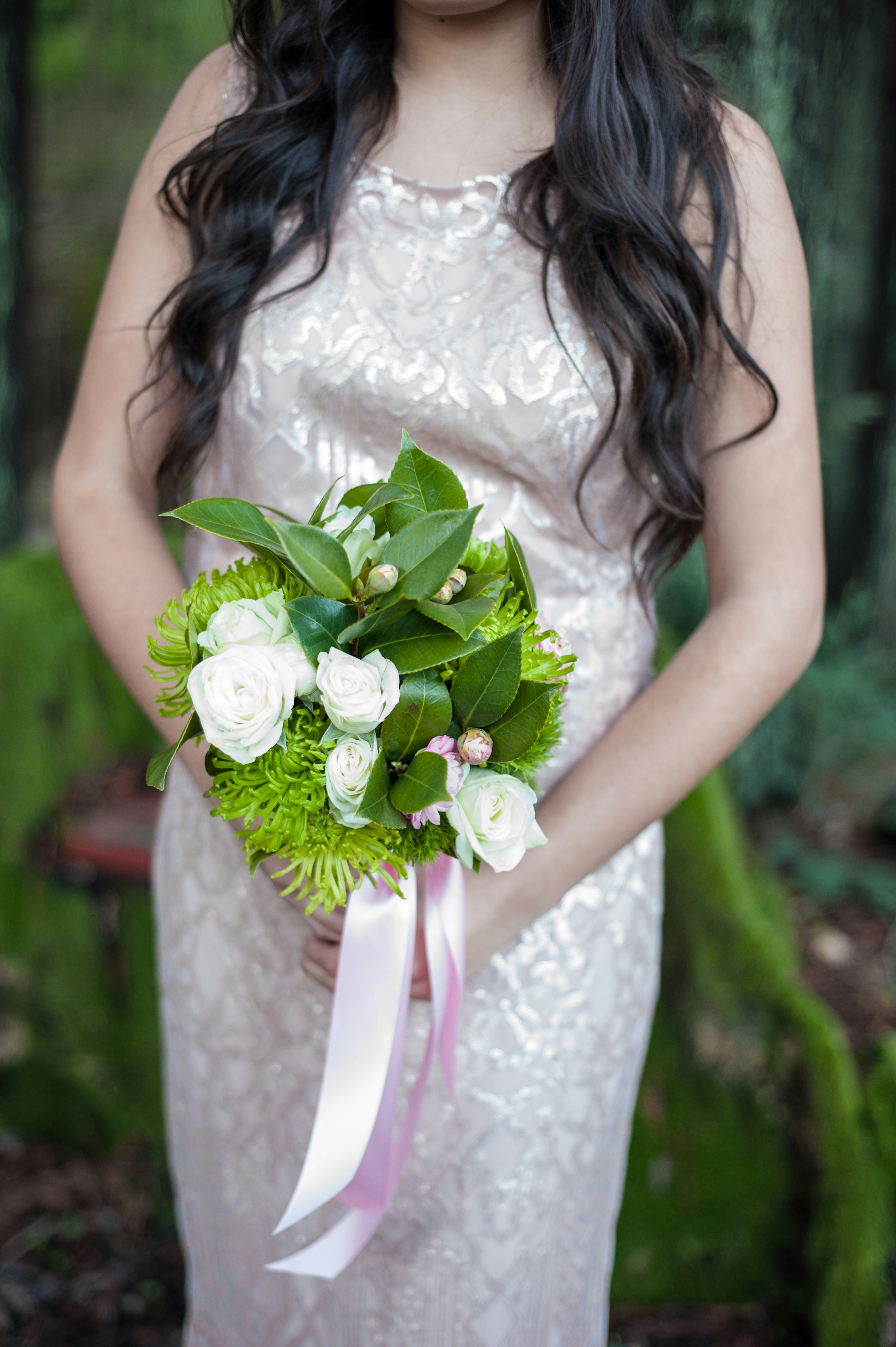 Petal Veil: A bouquet in the glow of lace and hair