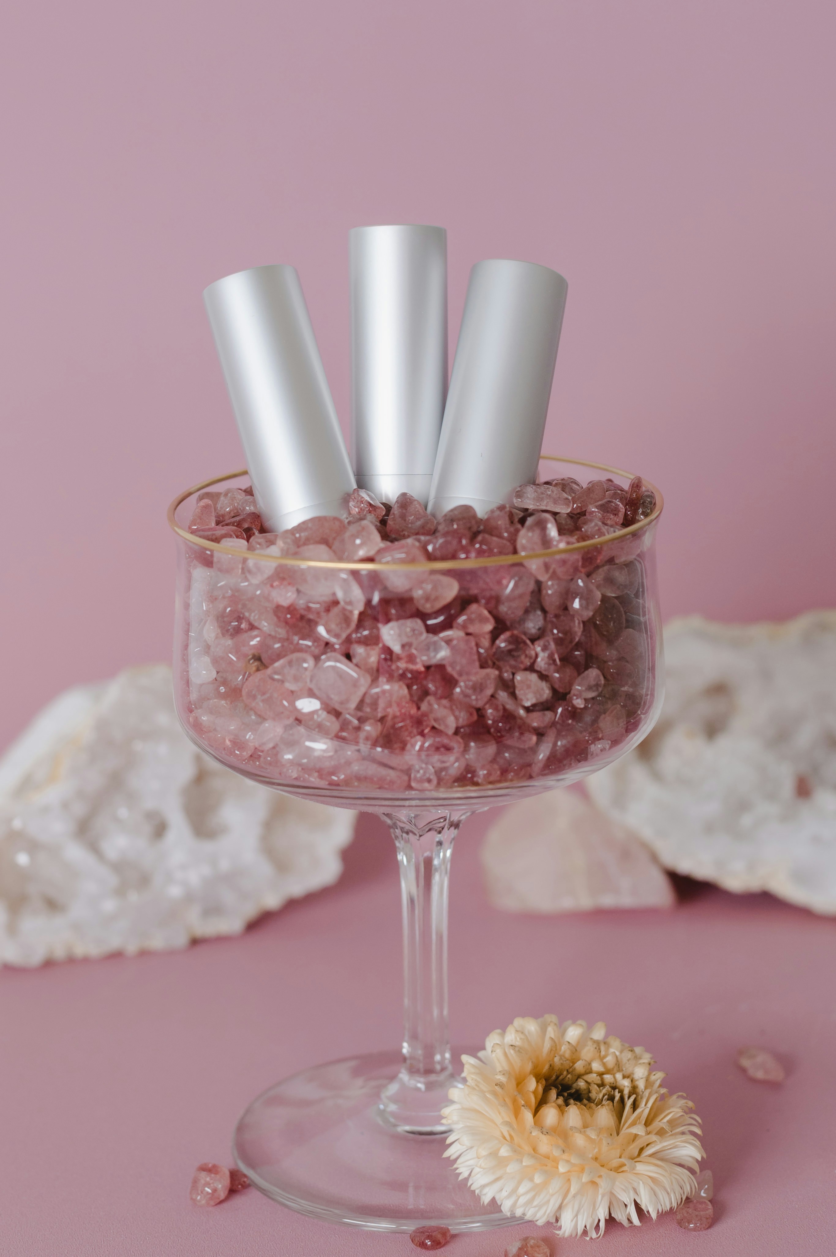 Rose Quartz Elegance: Lip Kit in a Glass