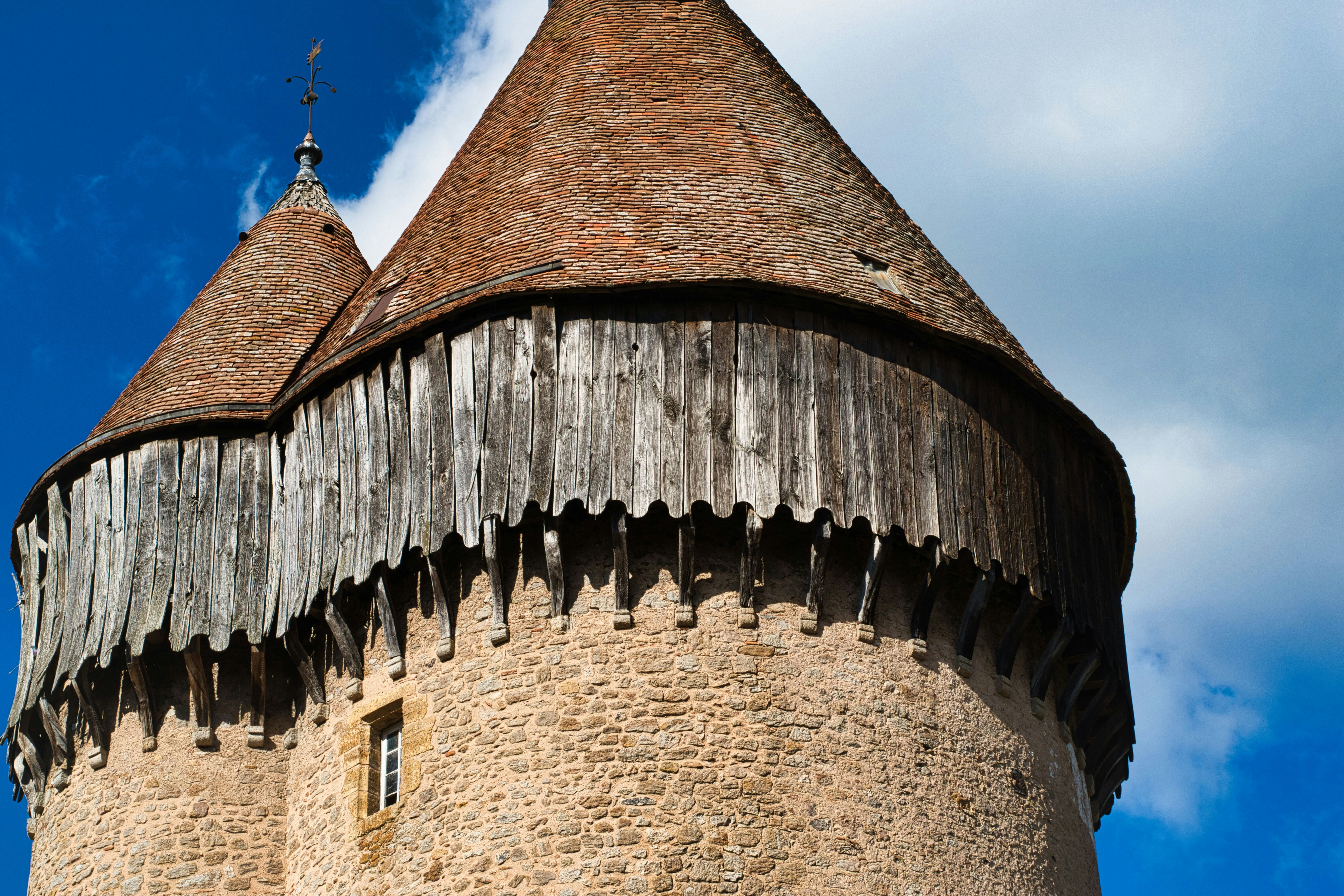 Roundhouse Keep: Framing the Conical Turrets Against a Piercing Sky