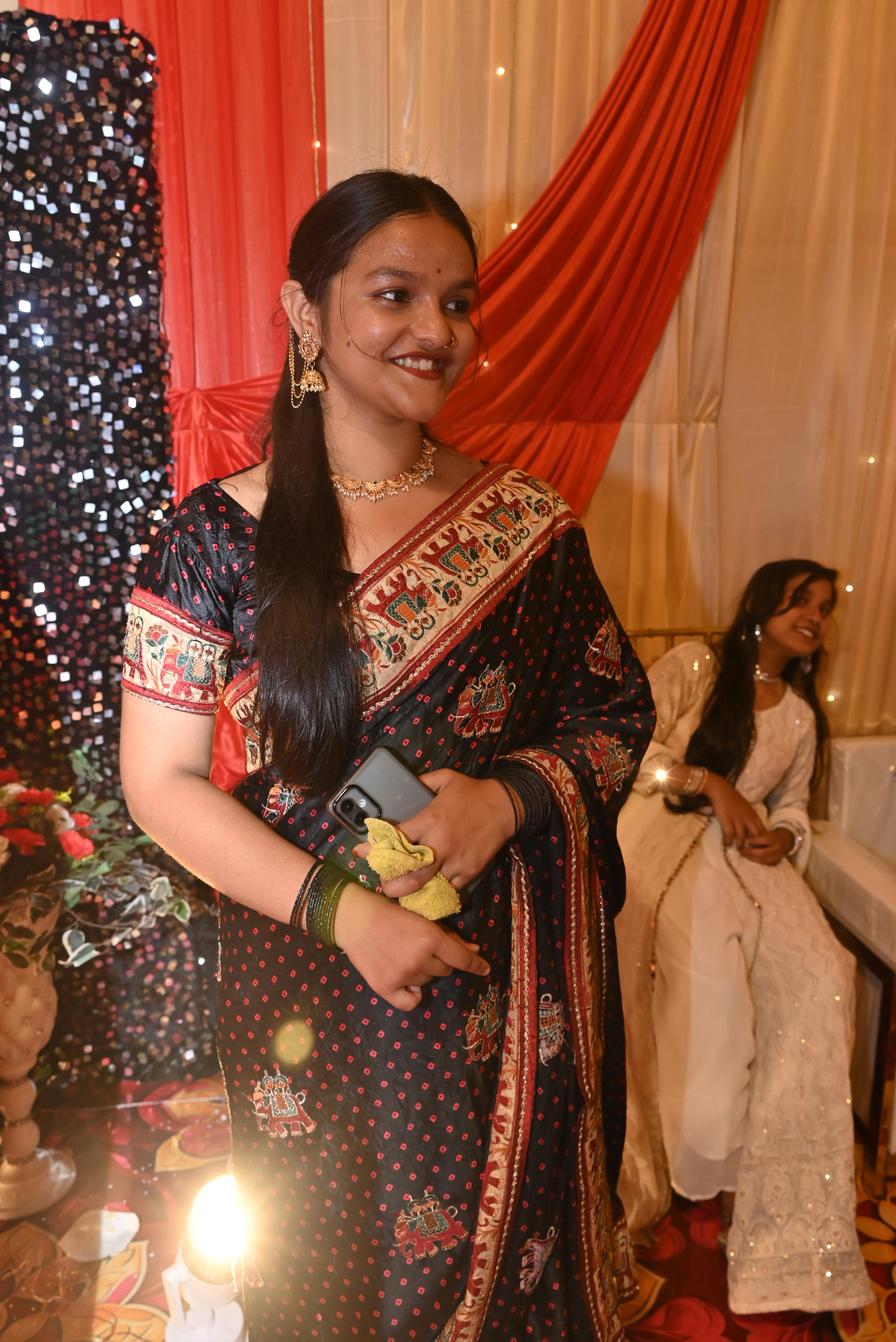 Emerald Grace in a Silk Saree at a Decor Night