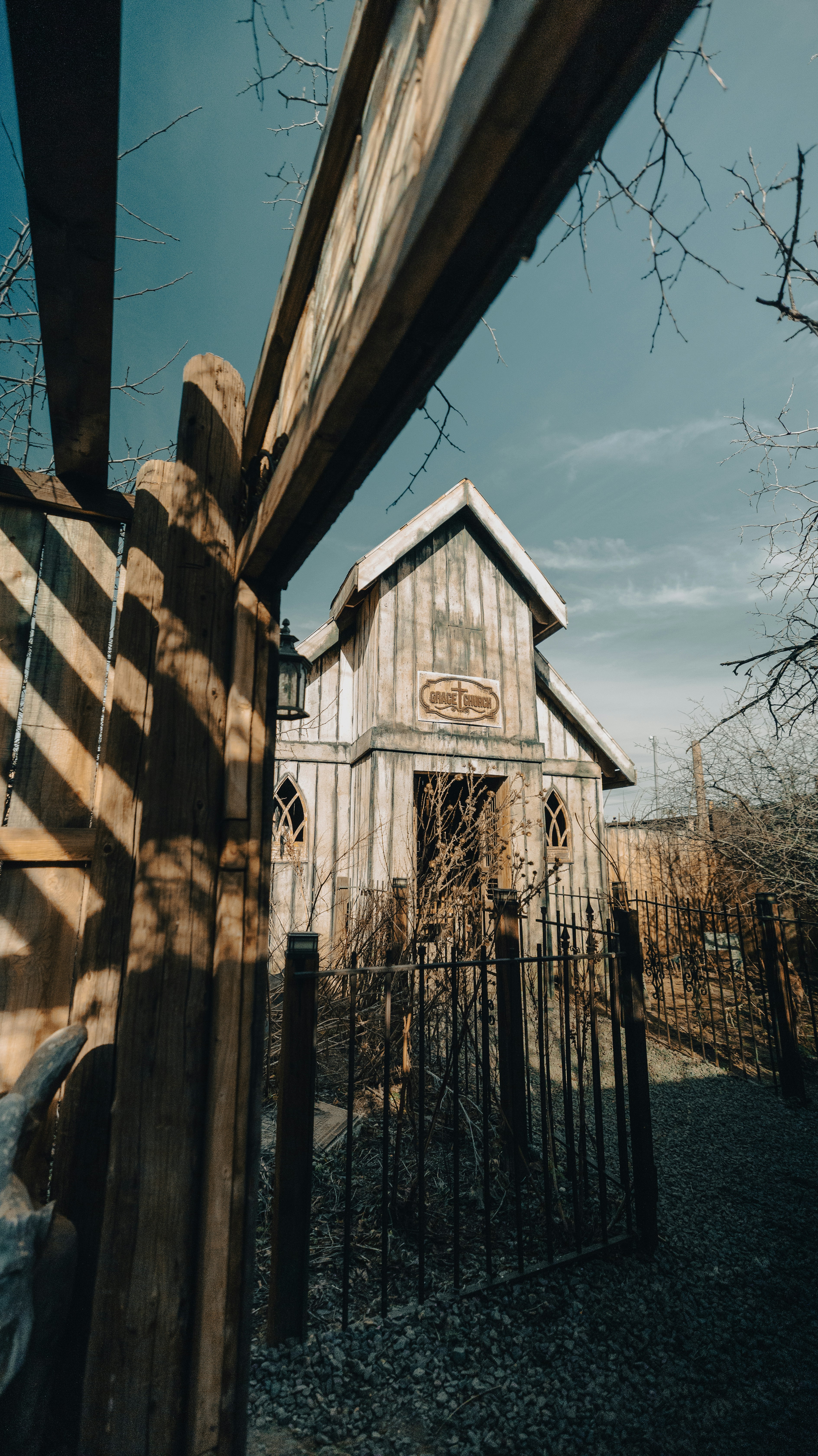 Abandoned Cottage Gate in the Twilight Garden