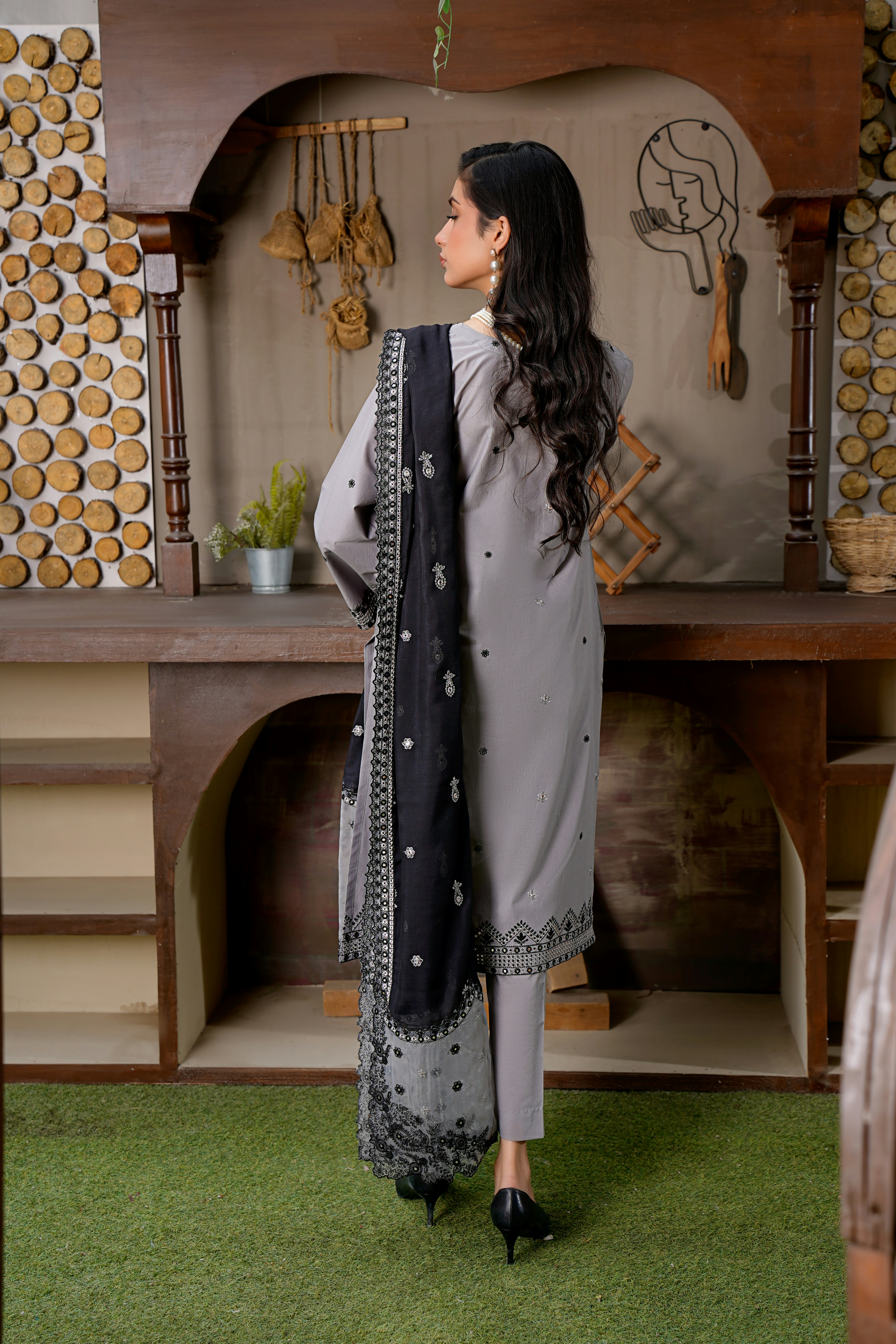 Graceful Pose in a Modern Ethnic Ensemble