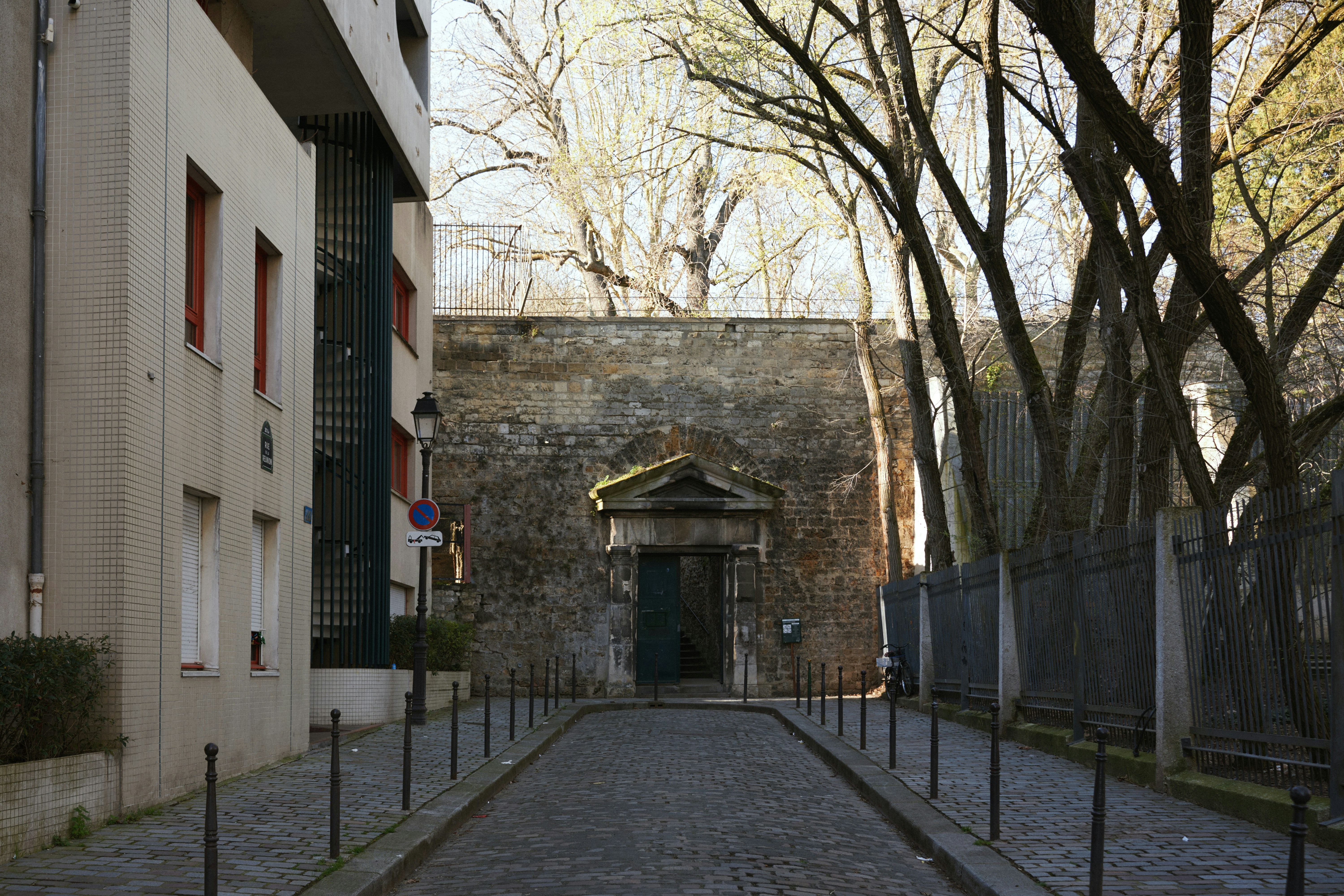 Gateway on a Quiet Cobblestone Street