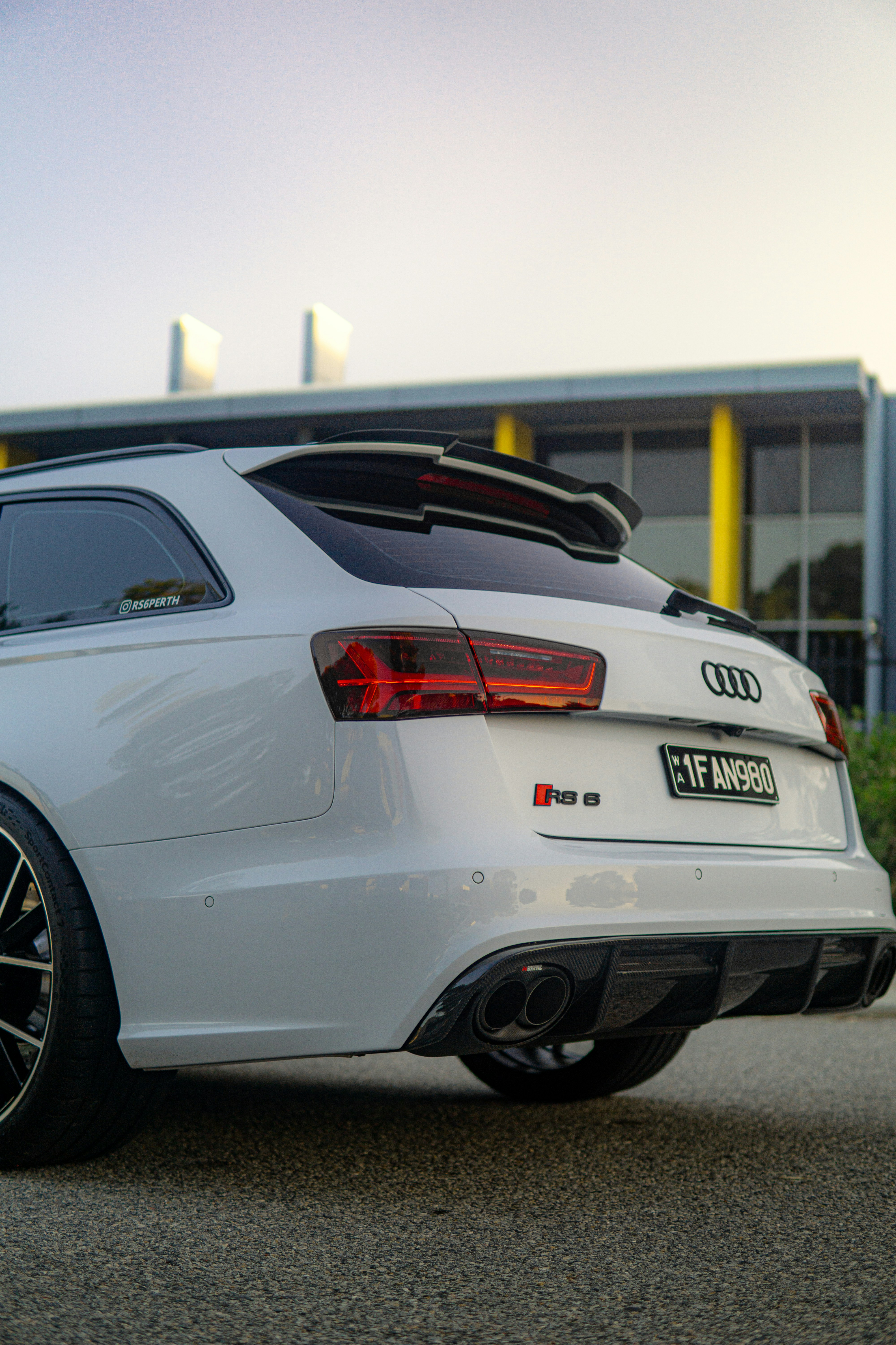 White Audi RS6 Stance: The Backed-In Perspective