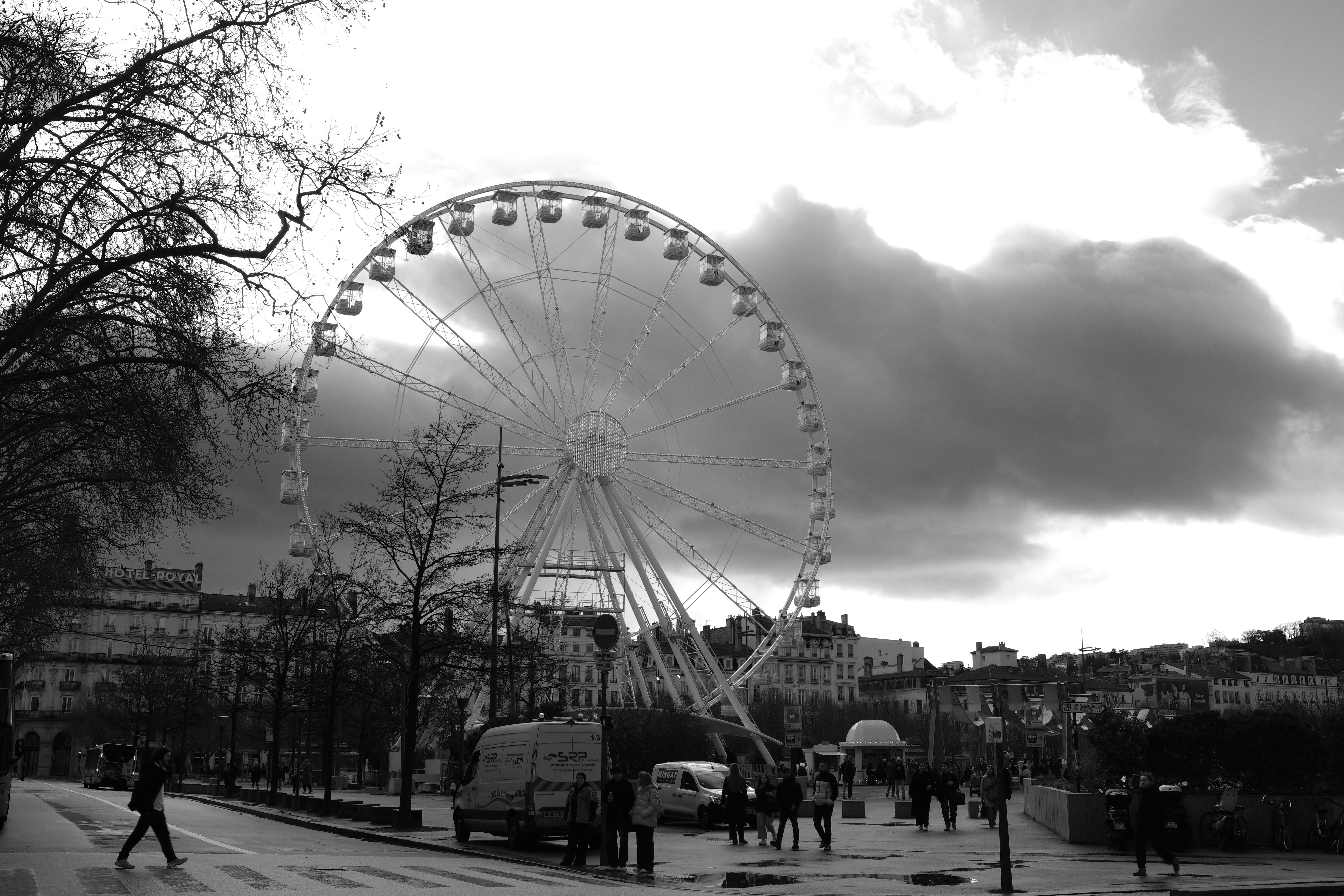 Ferris Wheel Sunset in a Quiet European Square