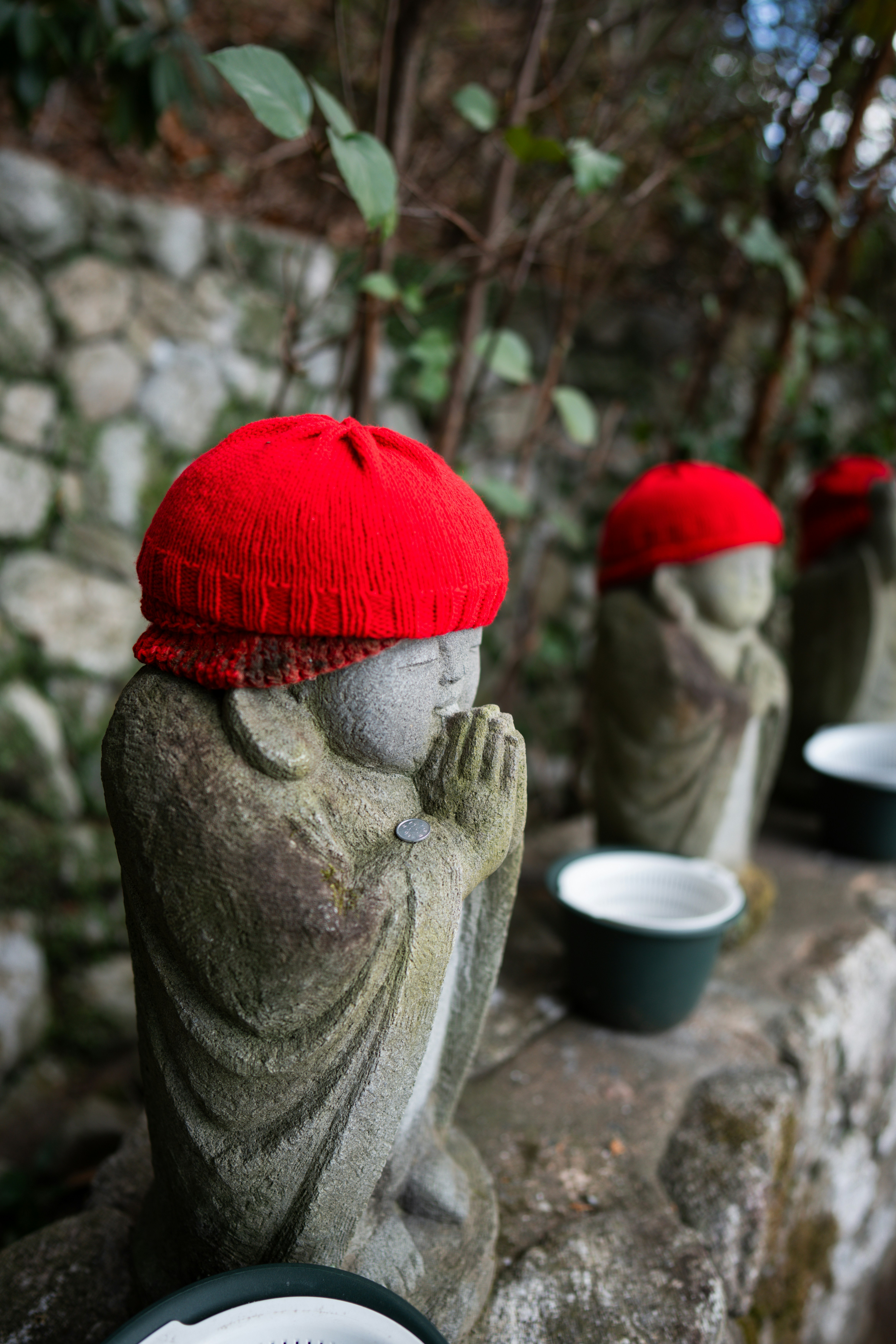 Red-hatted Guardian: Quiet Monks in a Row