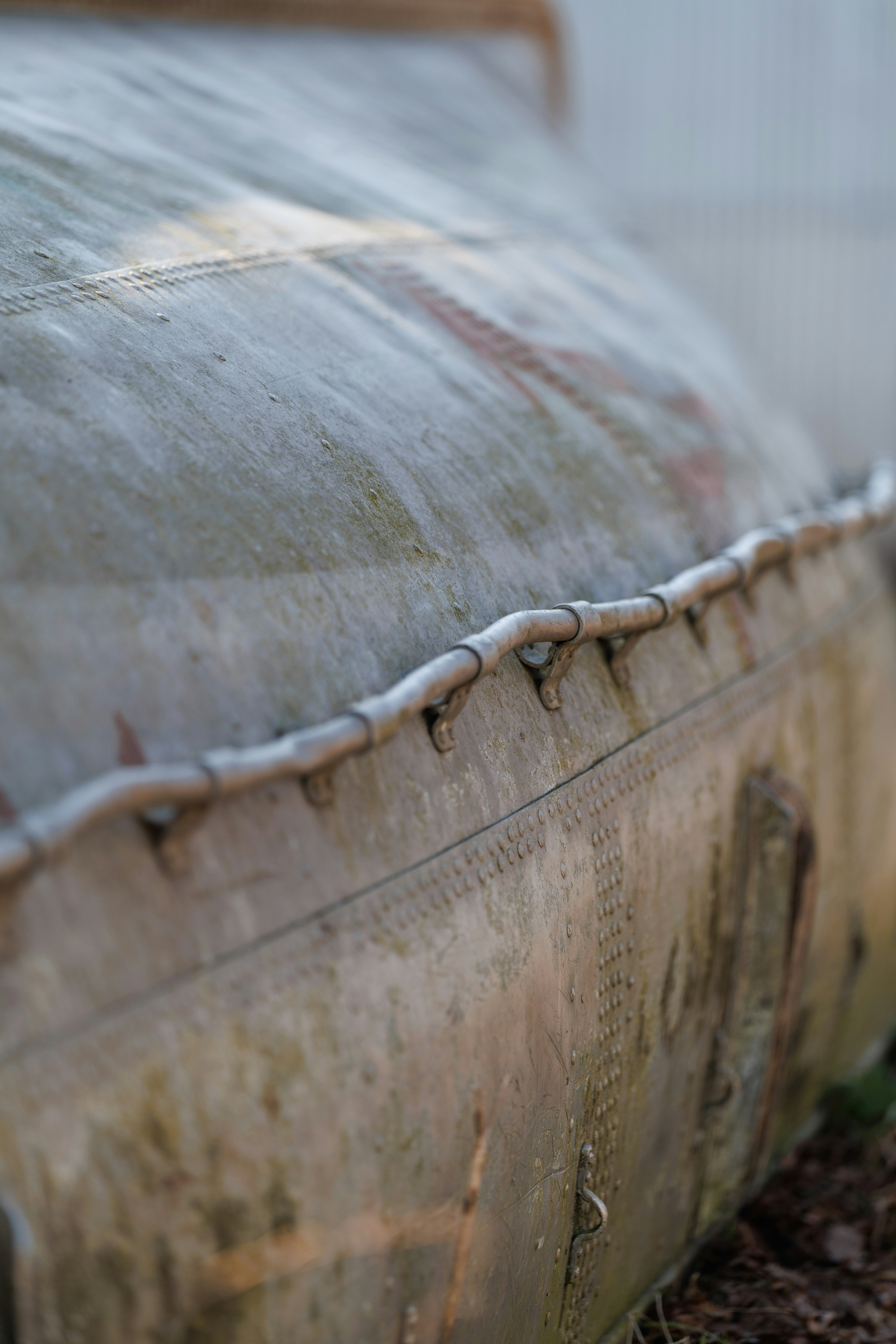 Weathered Armor: A Close-Up of Old Seamed Hull