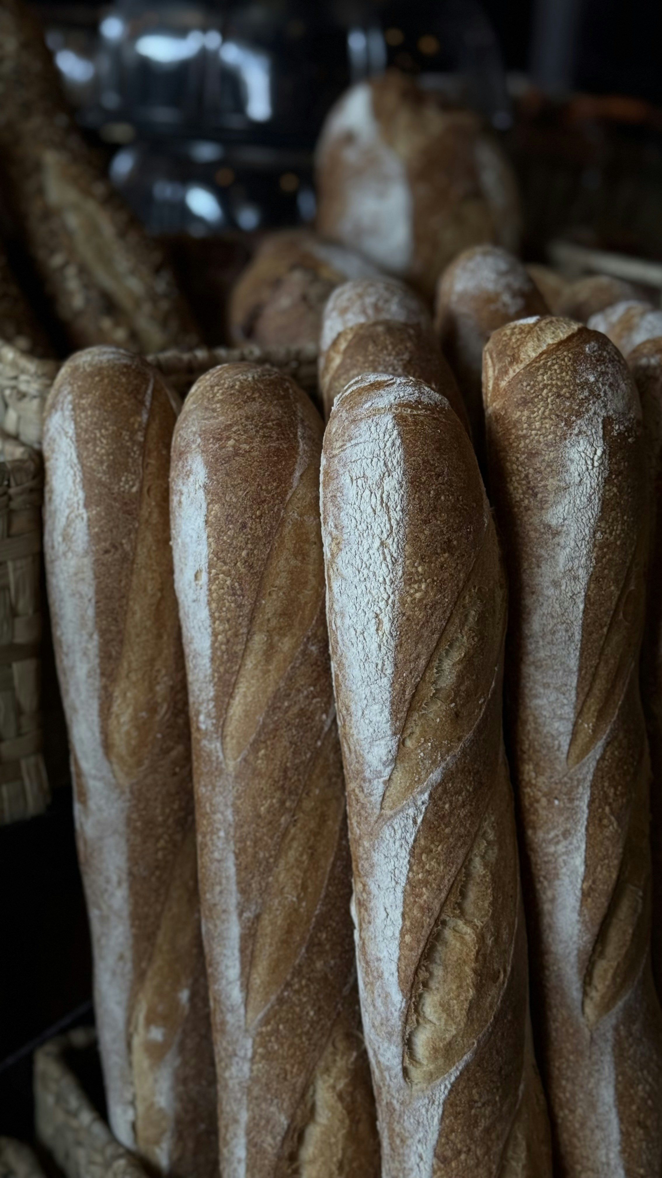 Golden Baguette Row: Crusty Towers on Display
